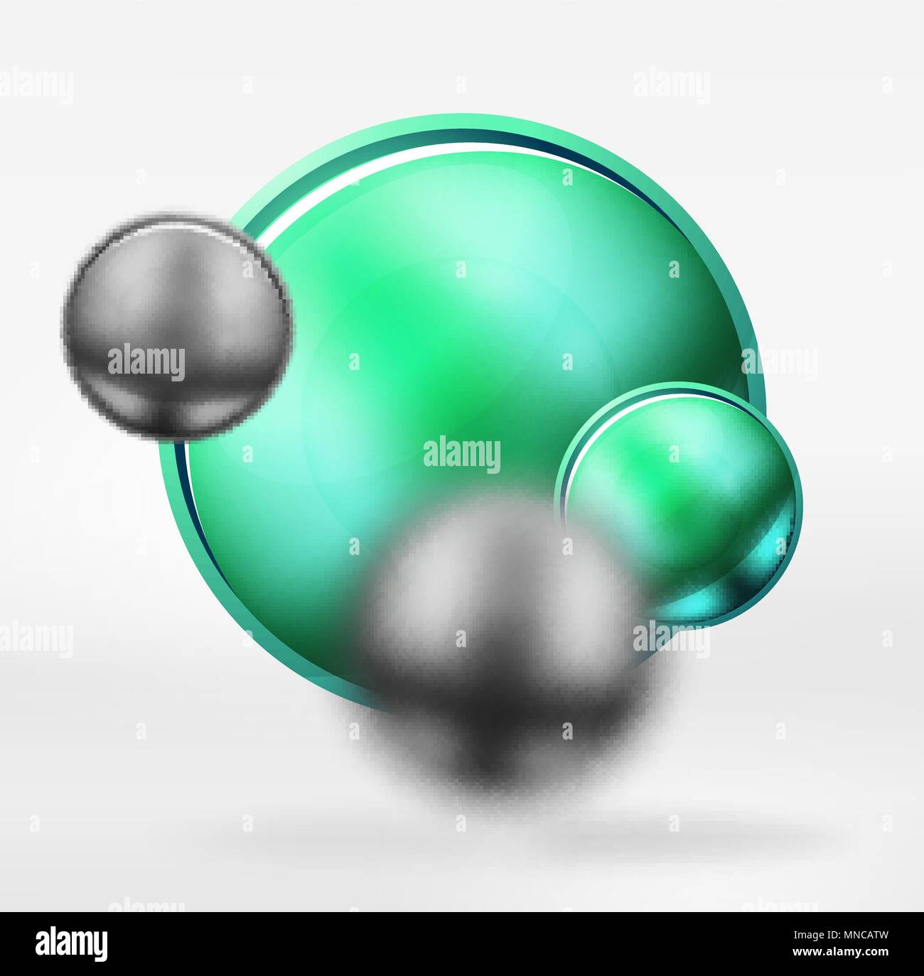 Tech blurred spheres and round circles with glossy and metallic surface ...
