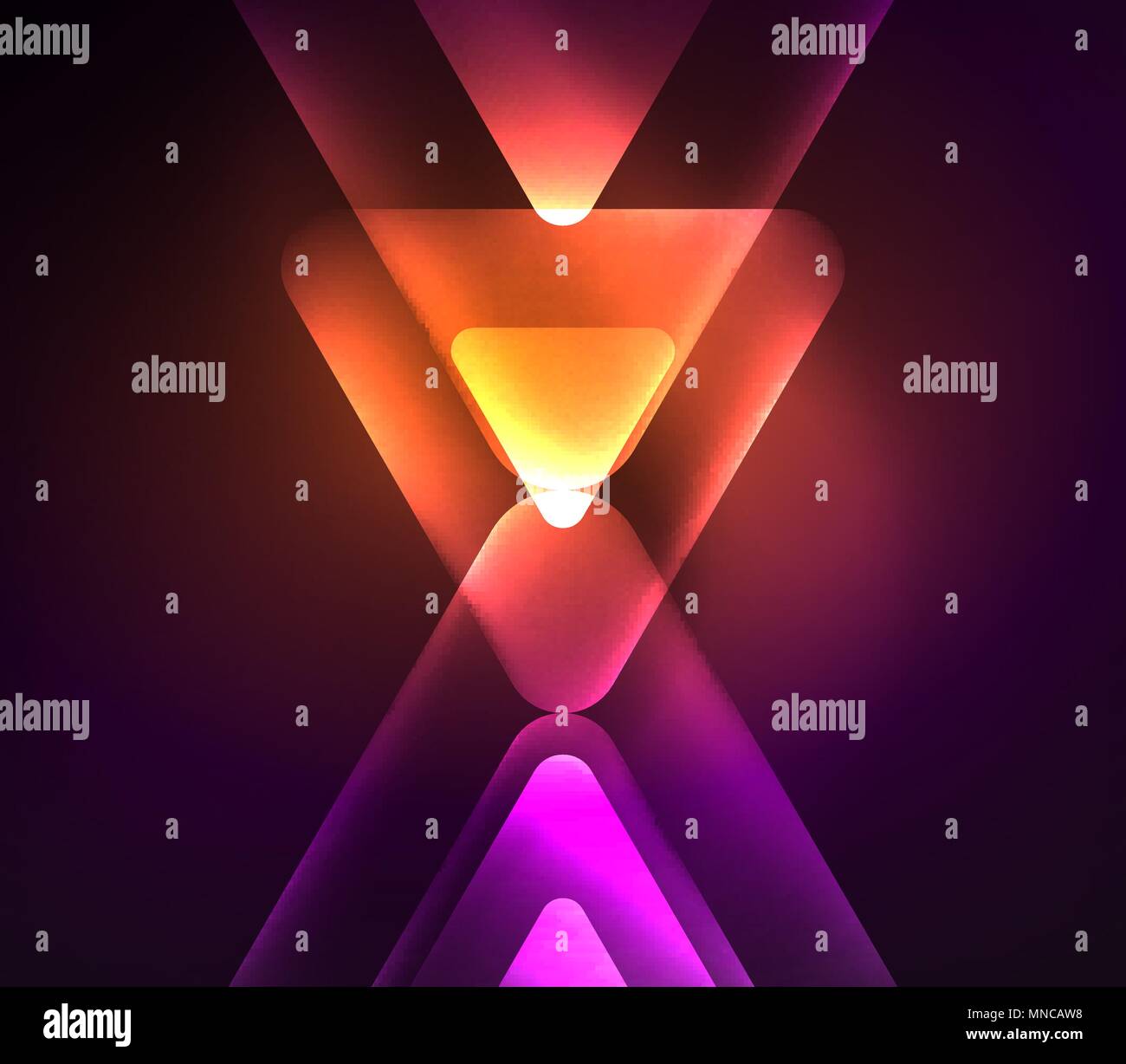 Glass glowing bright triangles on dark space design abstract background ...