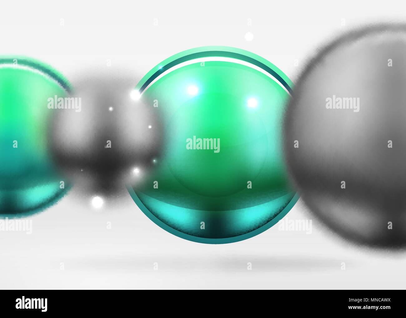 Tech blurred spheres and round circles with glossy and metallic surface ...
