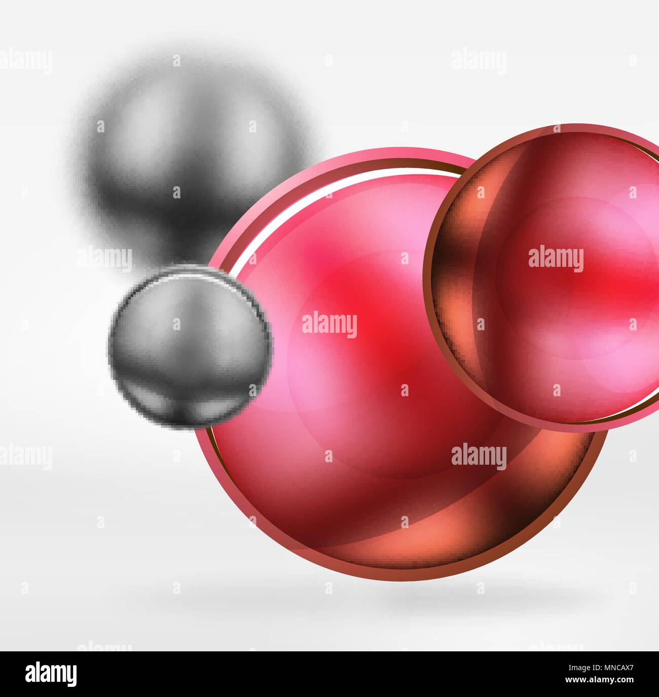 Tech blurred spheres and round circles with glossy and metallic surface ...