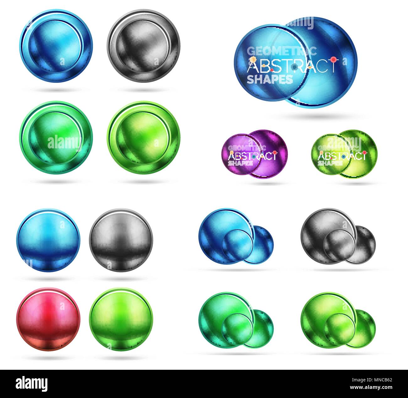 Set of 3d metal round circles and spheres. Techno icon concepts. Set of ...
