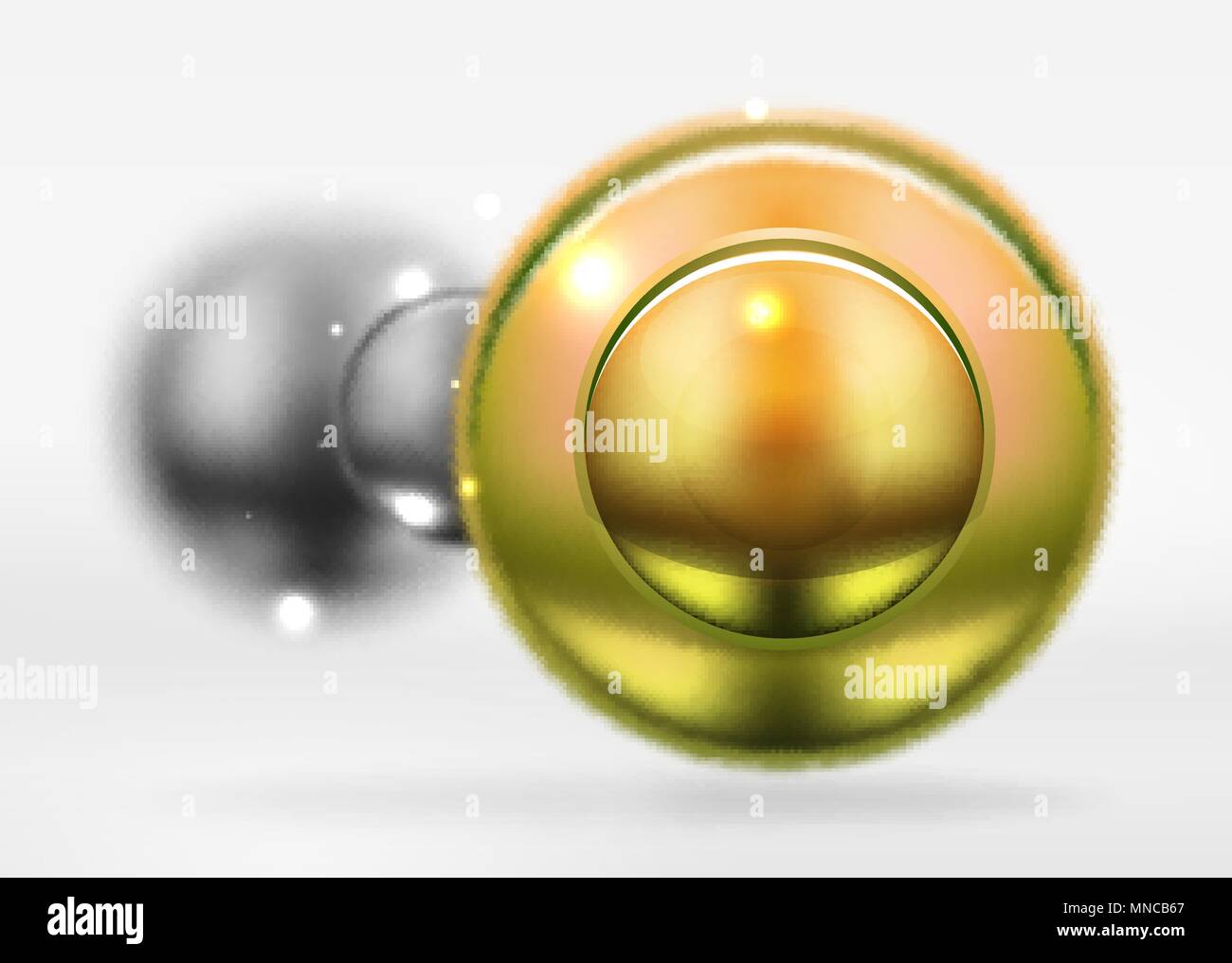 Tech blurred spheres and round circles with glossy and metallic surface ...