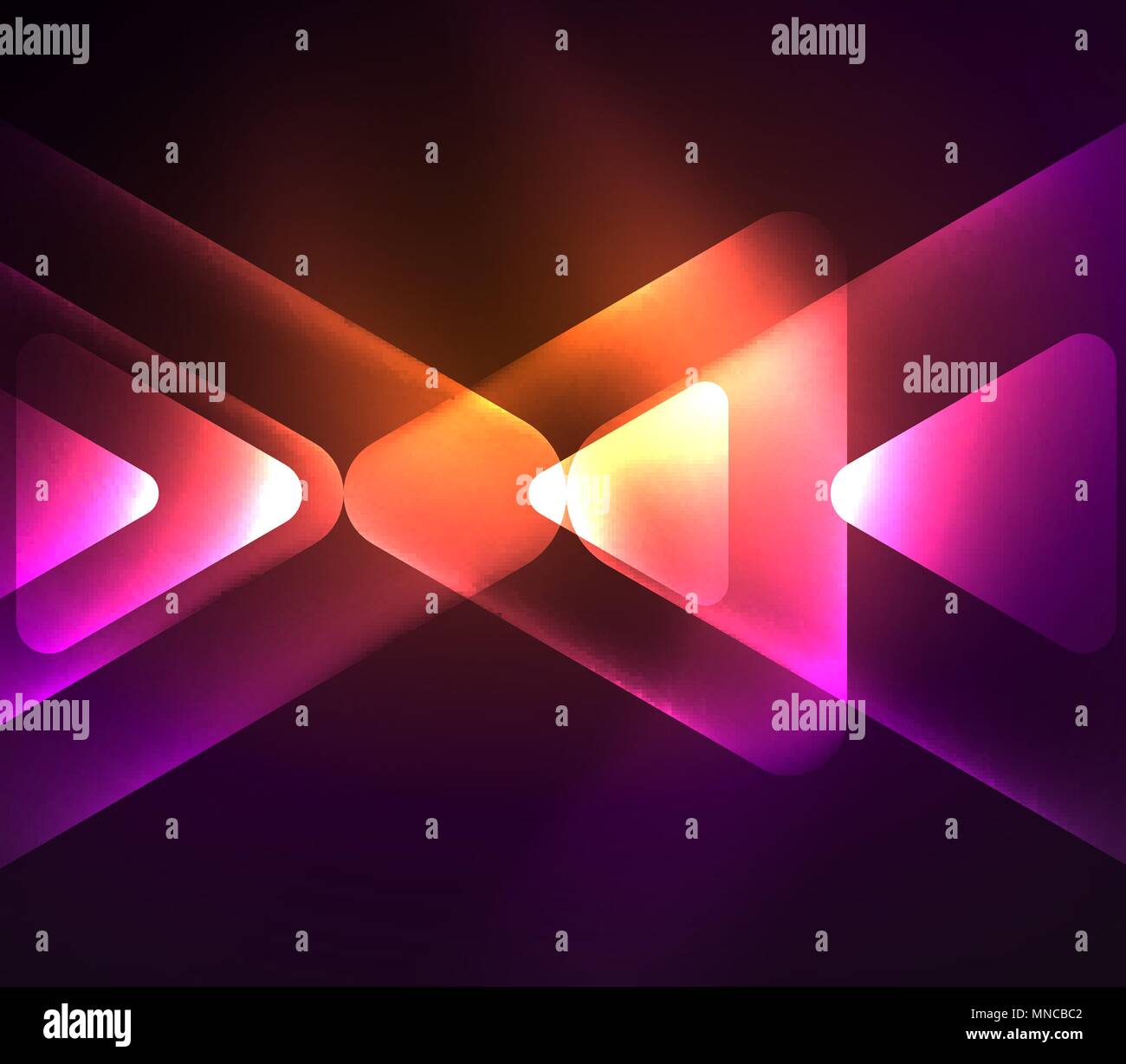 Glass glowing bright triangles on dark space design abstract background ...