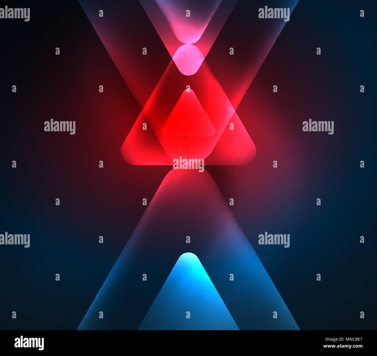 Glass glowing bright triangles on dark space design abstract background ...