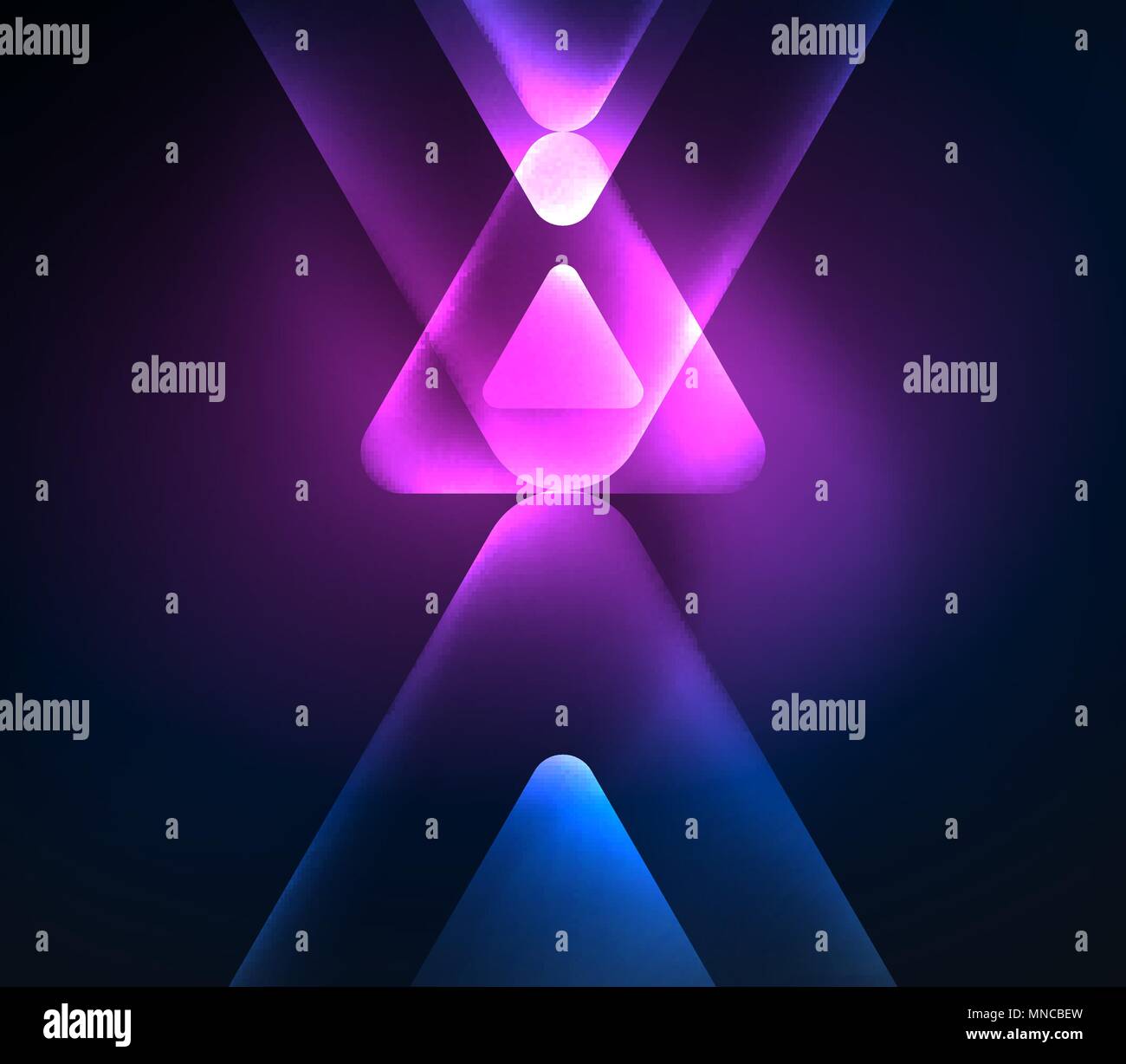Glass glowing bright triangles on dark space design abstract background ...