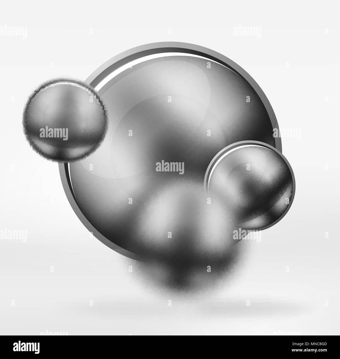 Tech blurred spheres and round circles with glossy and metallic surface ...