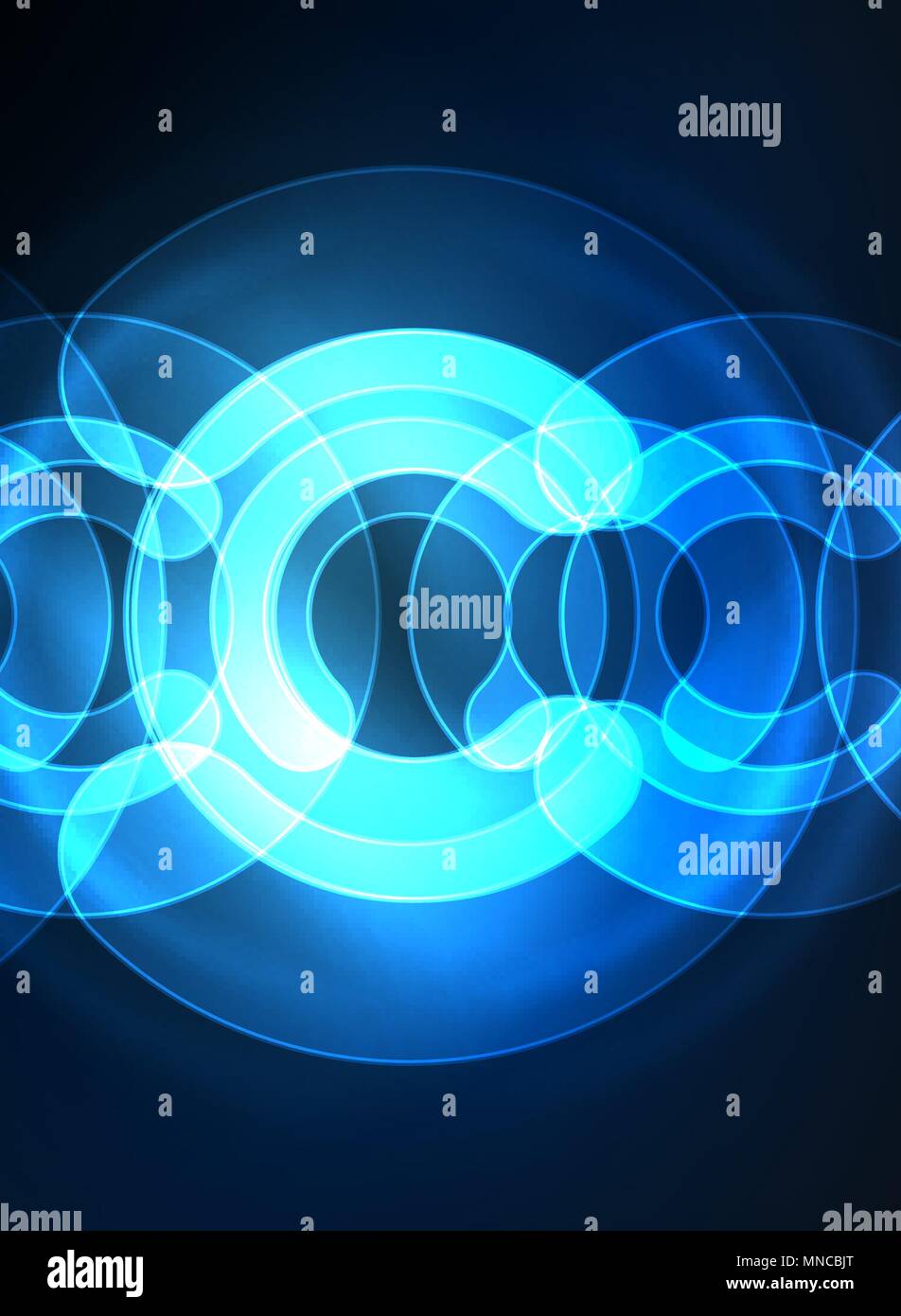 Round glowing elements on dark space, abstract background. Round ...