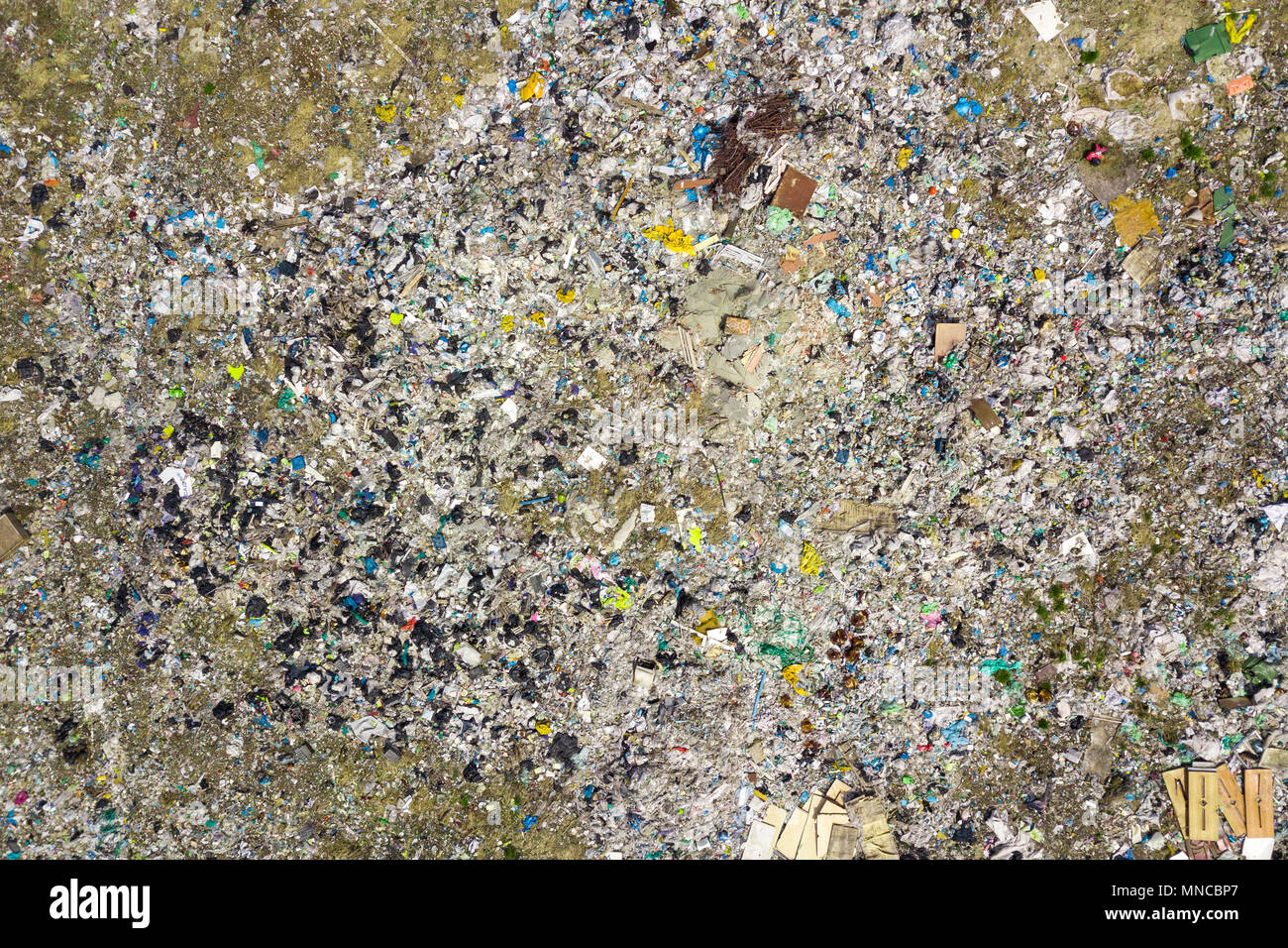 Aerial top view photo from flying drone of large garbage pile. Garbage ...