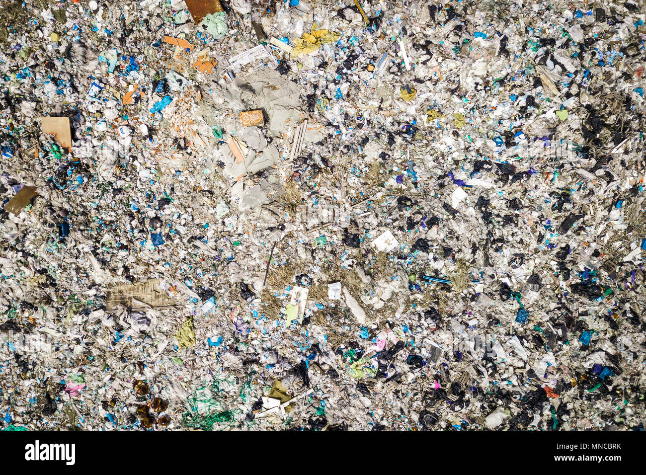 Aerial top view photo from flying drone of large garbage pile. Garbage ...