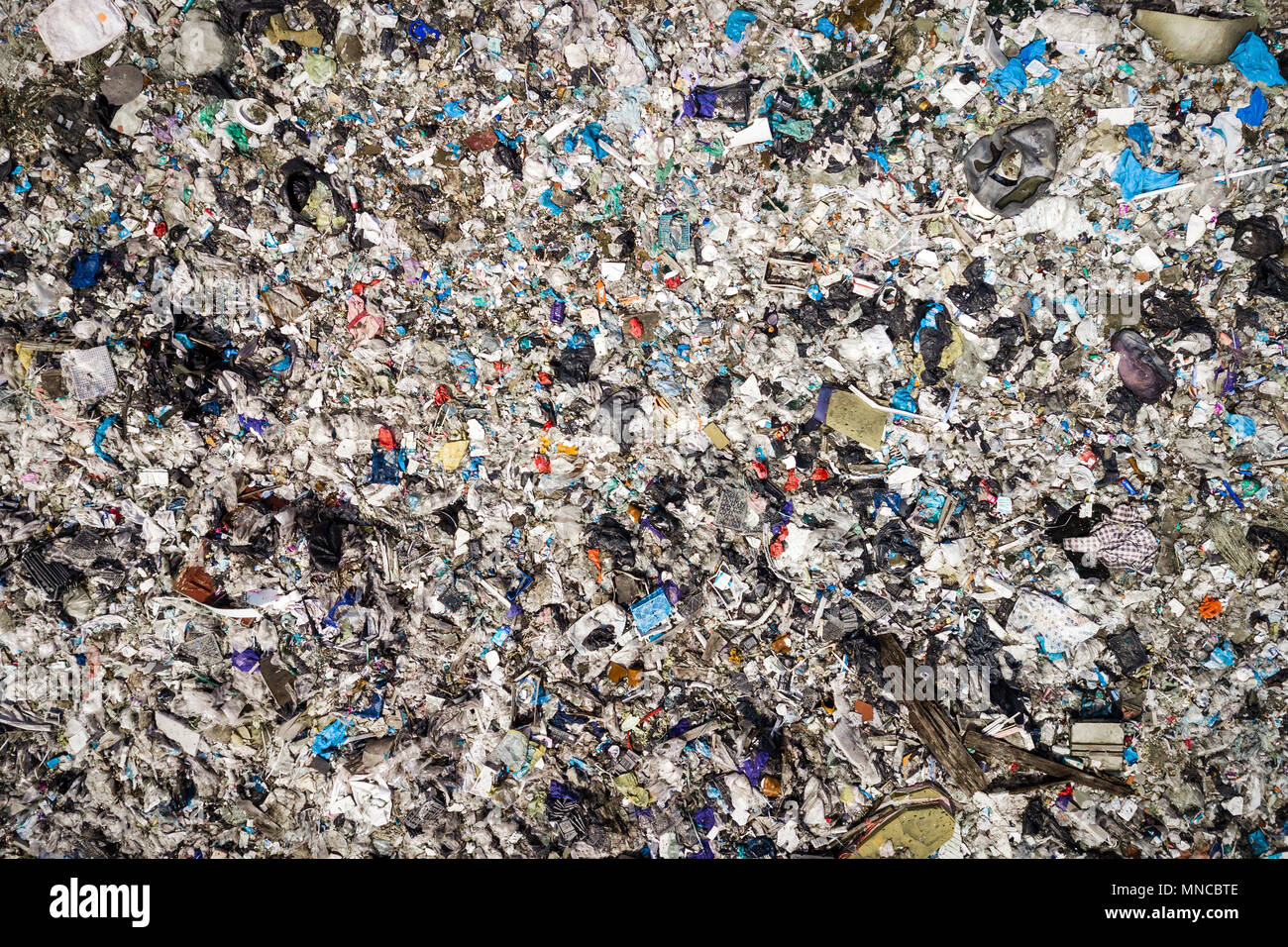Environmental pollution. Aerial top view photo from flying drone of ...