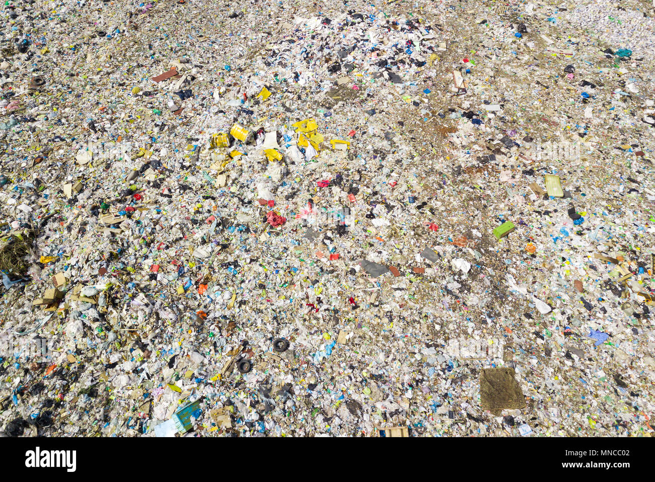 Helicopter drone shot. Aerial photography is a modern urban dump ...