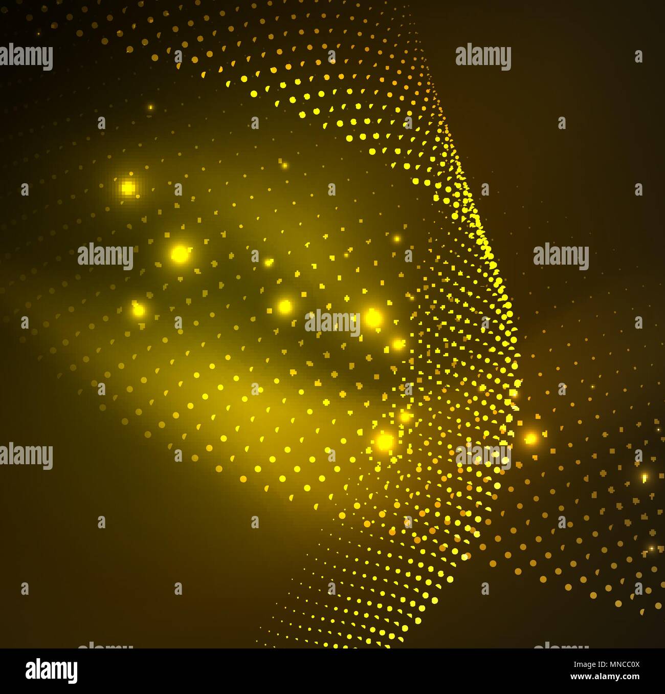 3D illuminated wave of glowing particles. 3D illuminated wave of ...