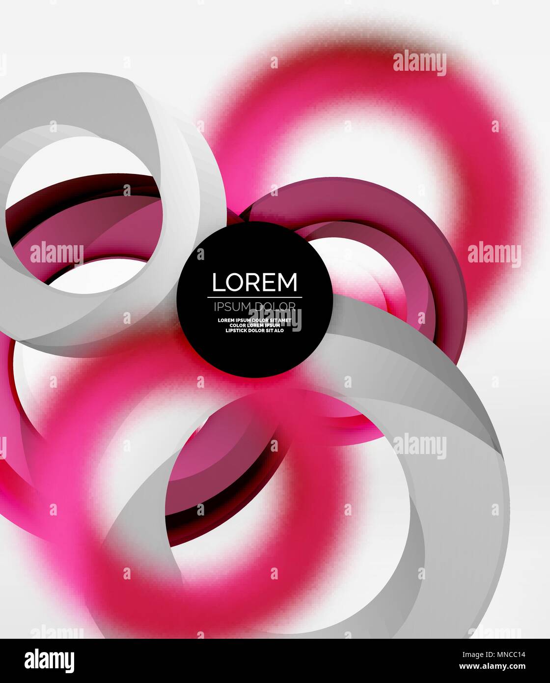 Abstract rings composition in grey 3d space with blurred effects ...