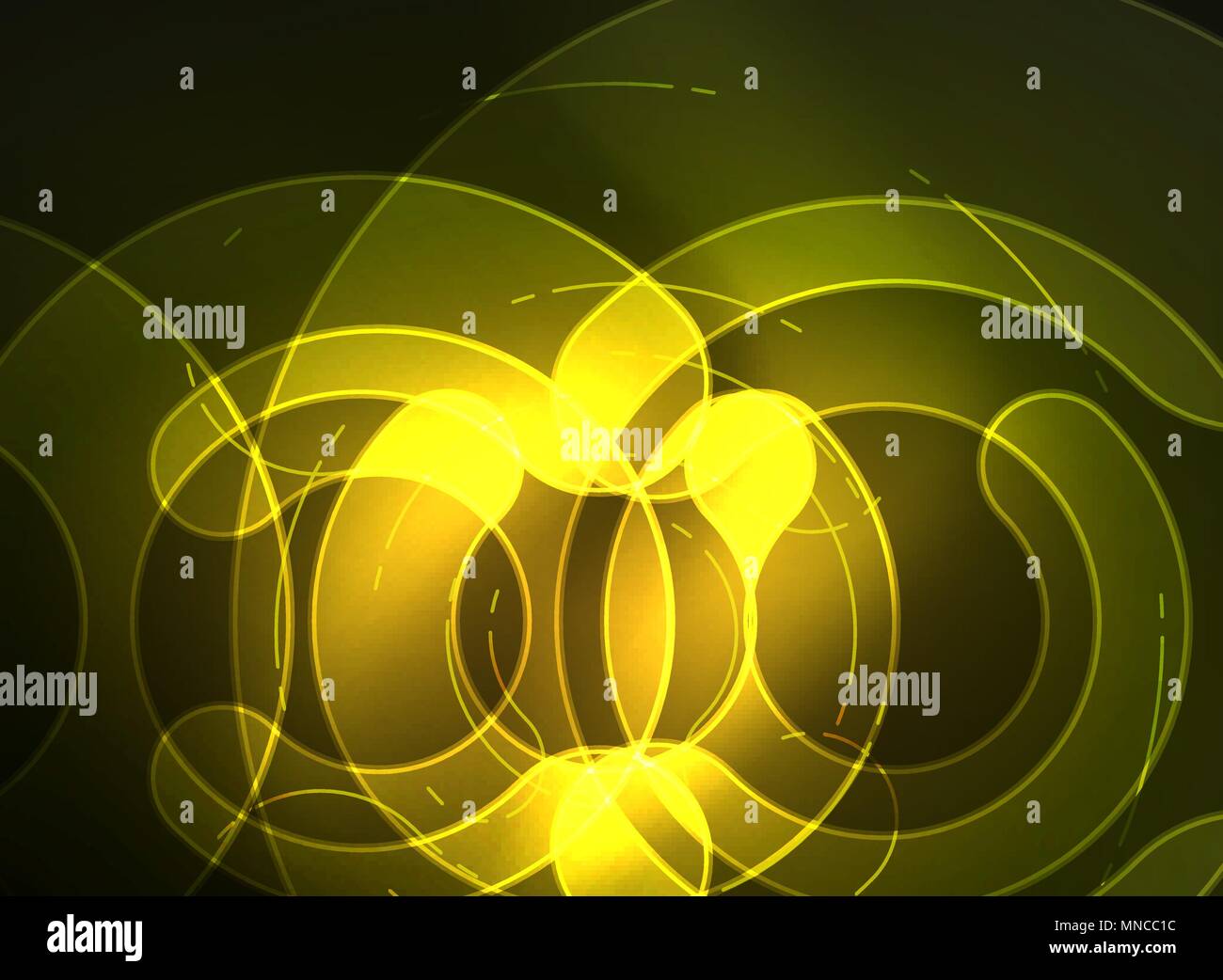 Round glowing elements on dark space, abstract background. Round ...