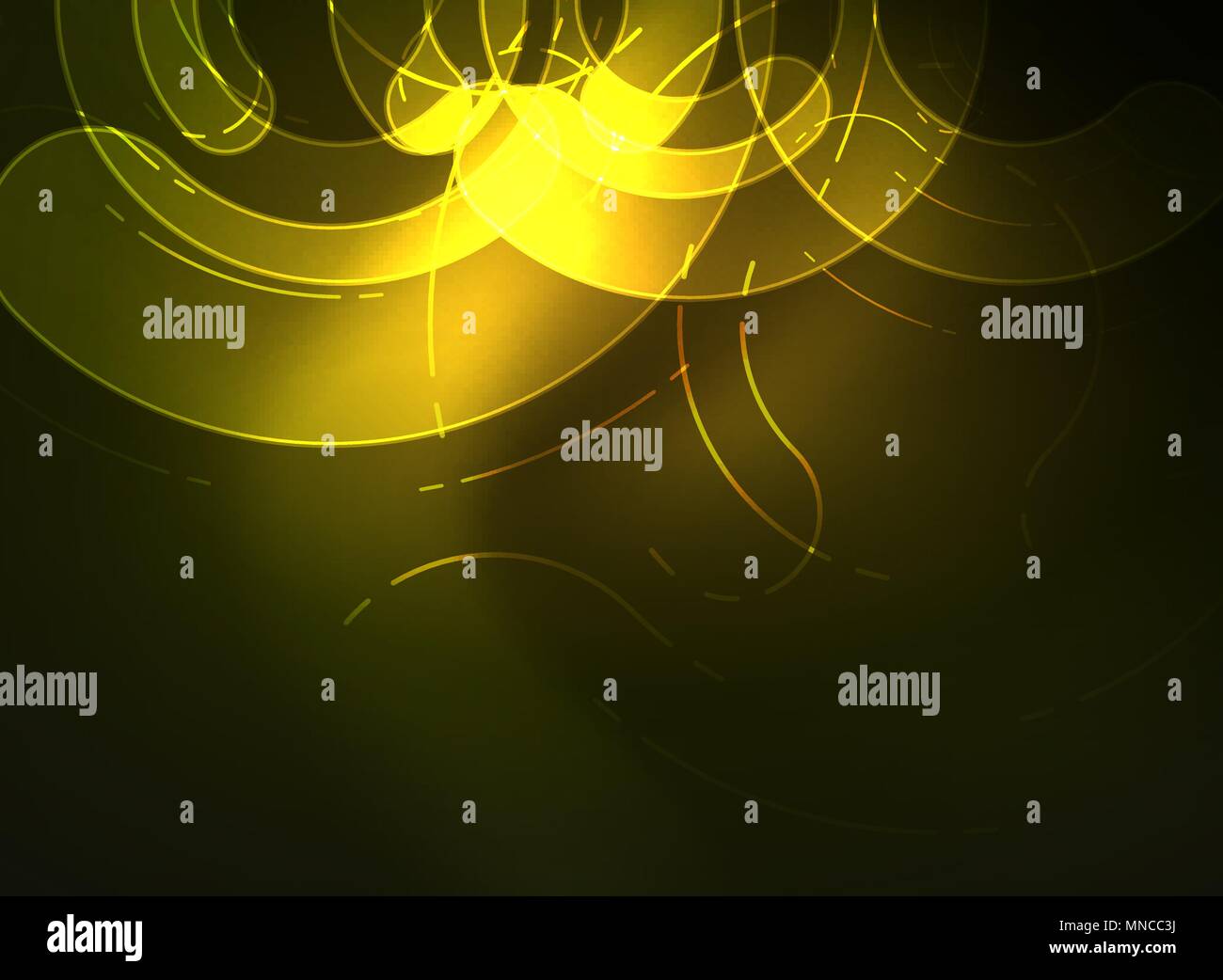 Round glowing elements on dark space, abstract background. Round ...