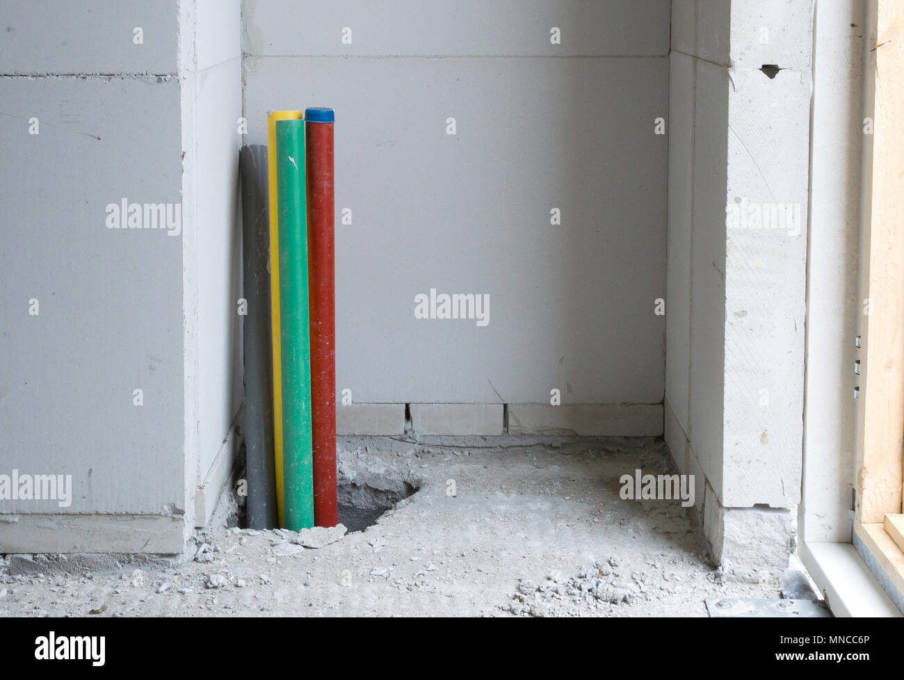 House under construction - Building a fuse box in a dutch home Stock ...