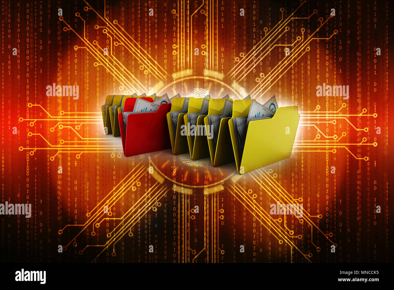 3d illustration of archive folders stack, Folder. Open folder with ...