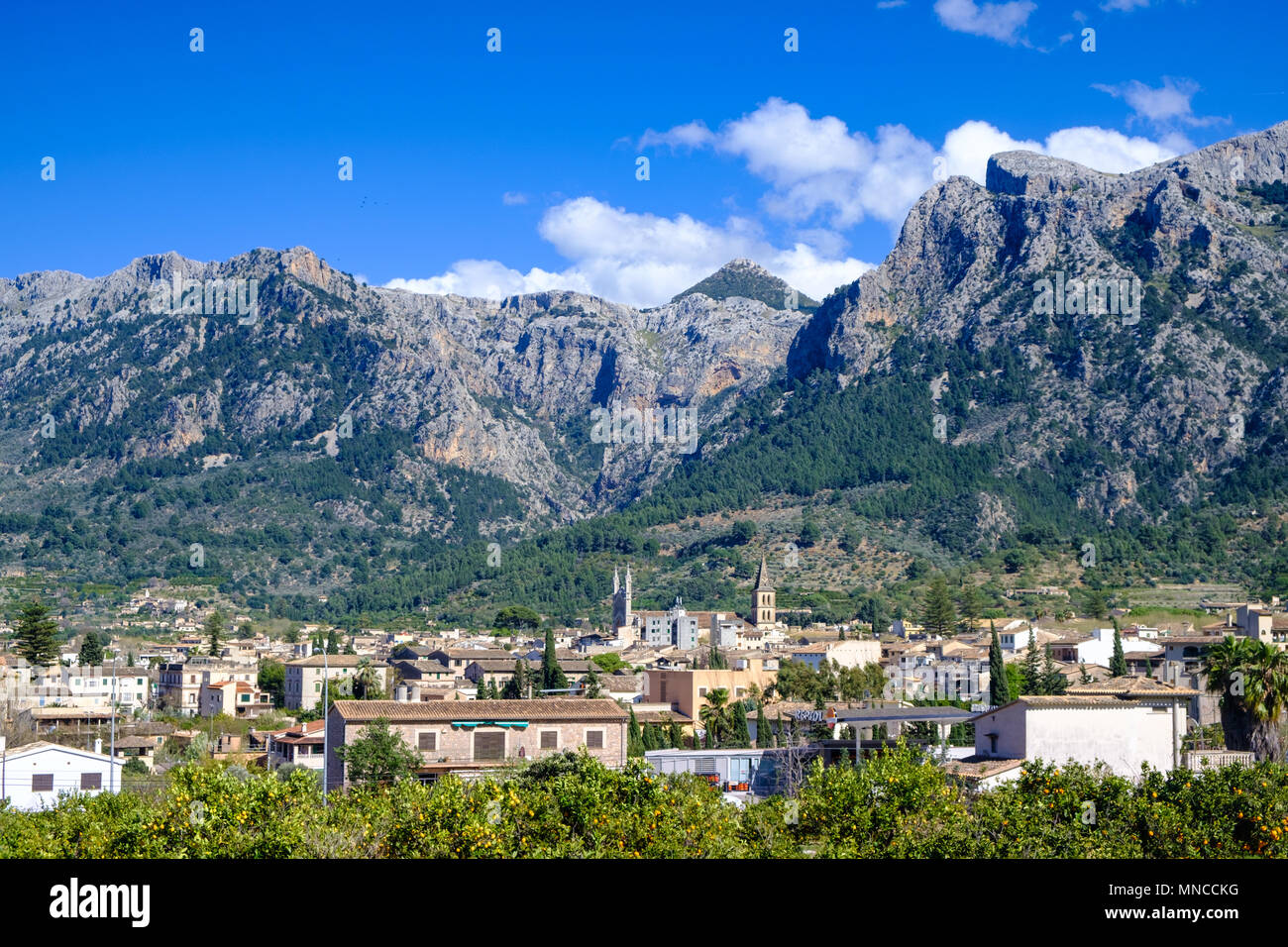 The town of Soller on the Spanish island of Mallorca Stock Photo - Alamy