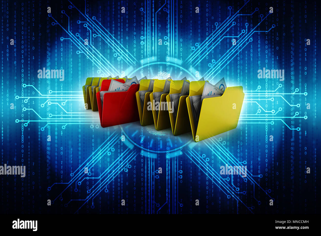 3d illustration of archive folders stack, Folder. Open folder with ...