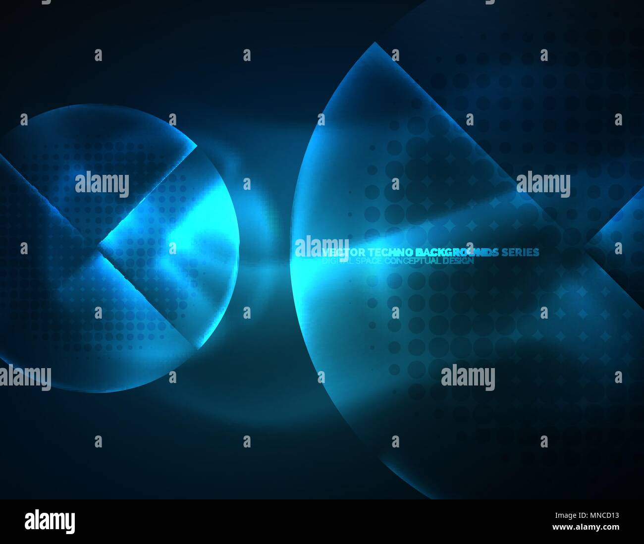 Circular glowing neon shapes, techno background. Circular blue glowing ...