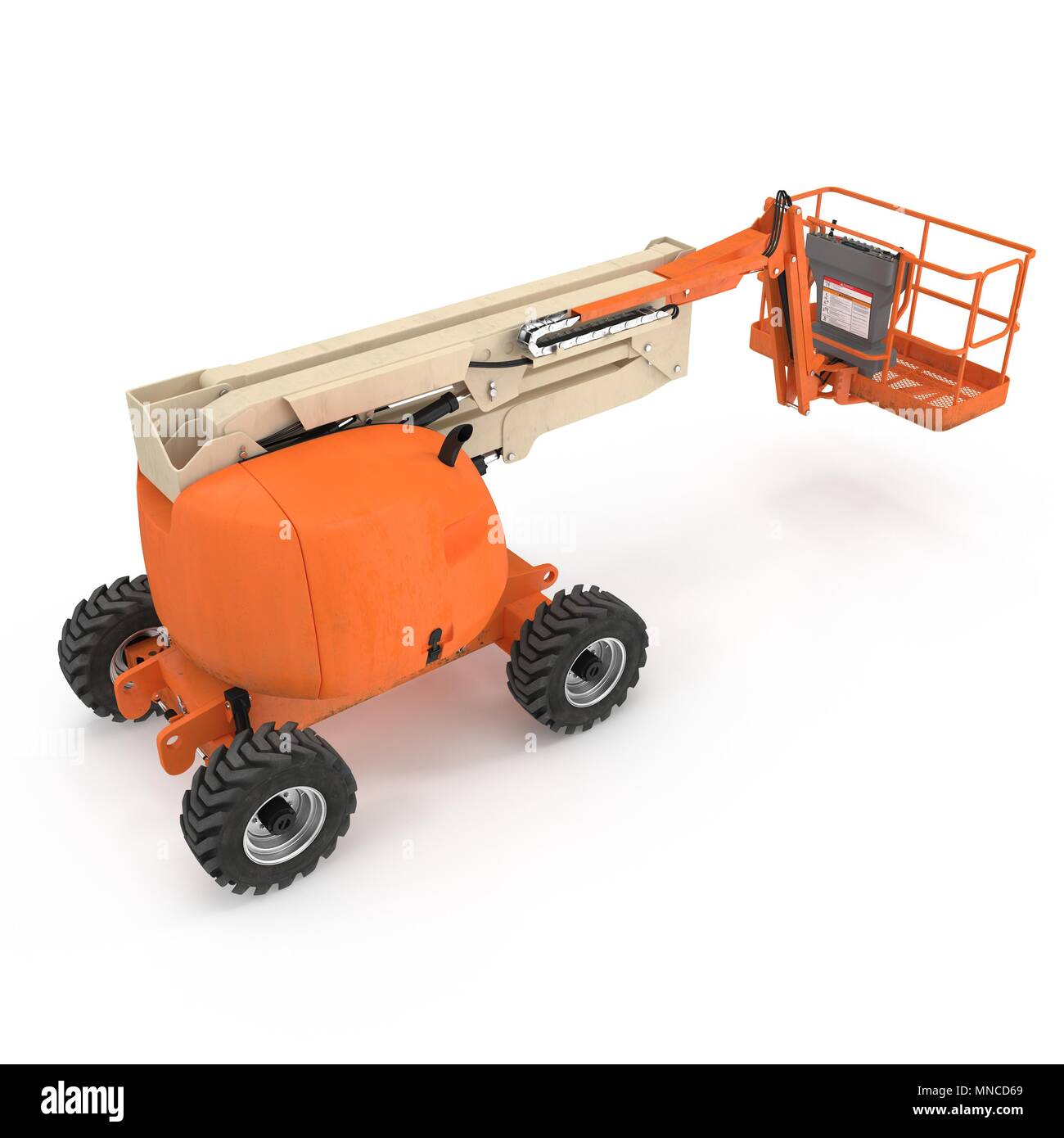 Engine Powered Scissor Lift on white background. 3D illustration Stock ...