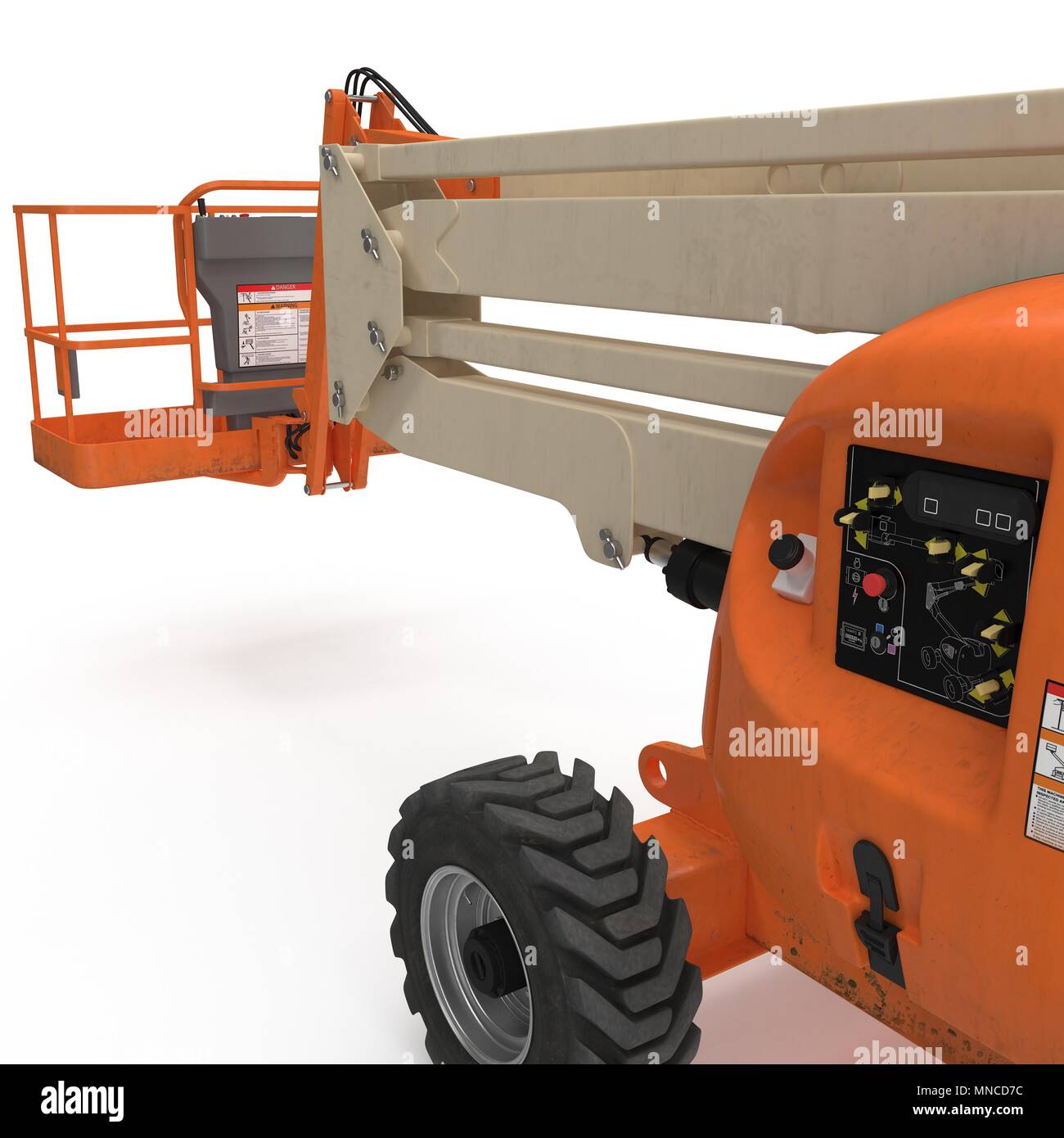 Engine Powered Scissor Lift on white background. 3D illustration Stock ...