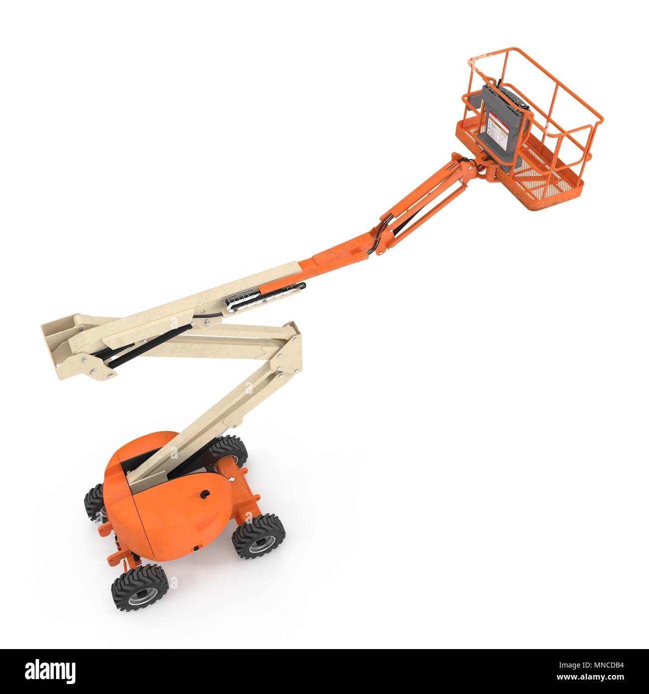Engine Powered Scissor Lift on white background. 3D illustration Stock ...