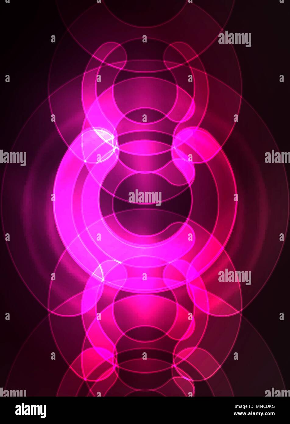 Round glowing elements on dark space, abstract background. Round ...