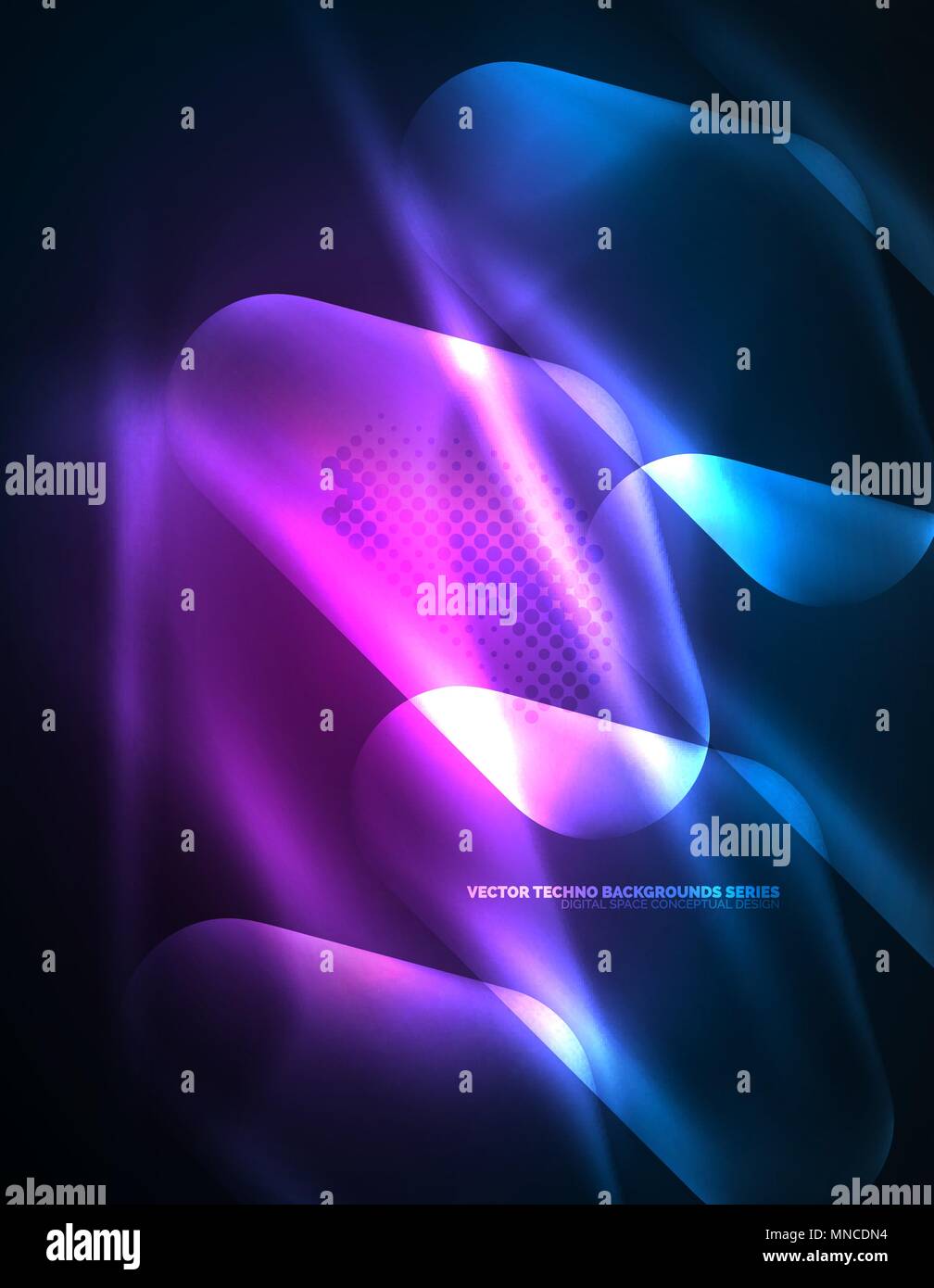 Illuminated lens flares, glowing color techno background. Illuminated ...