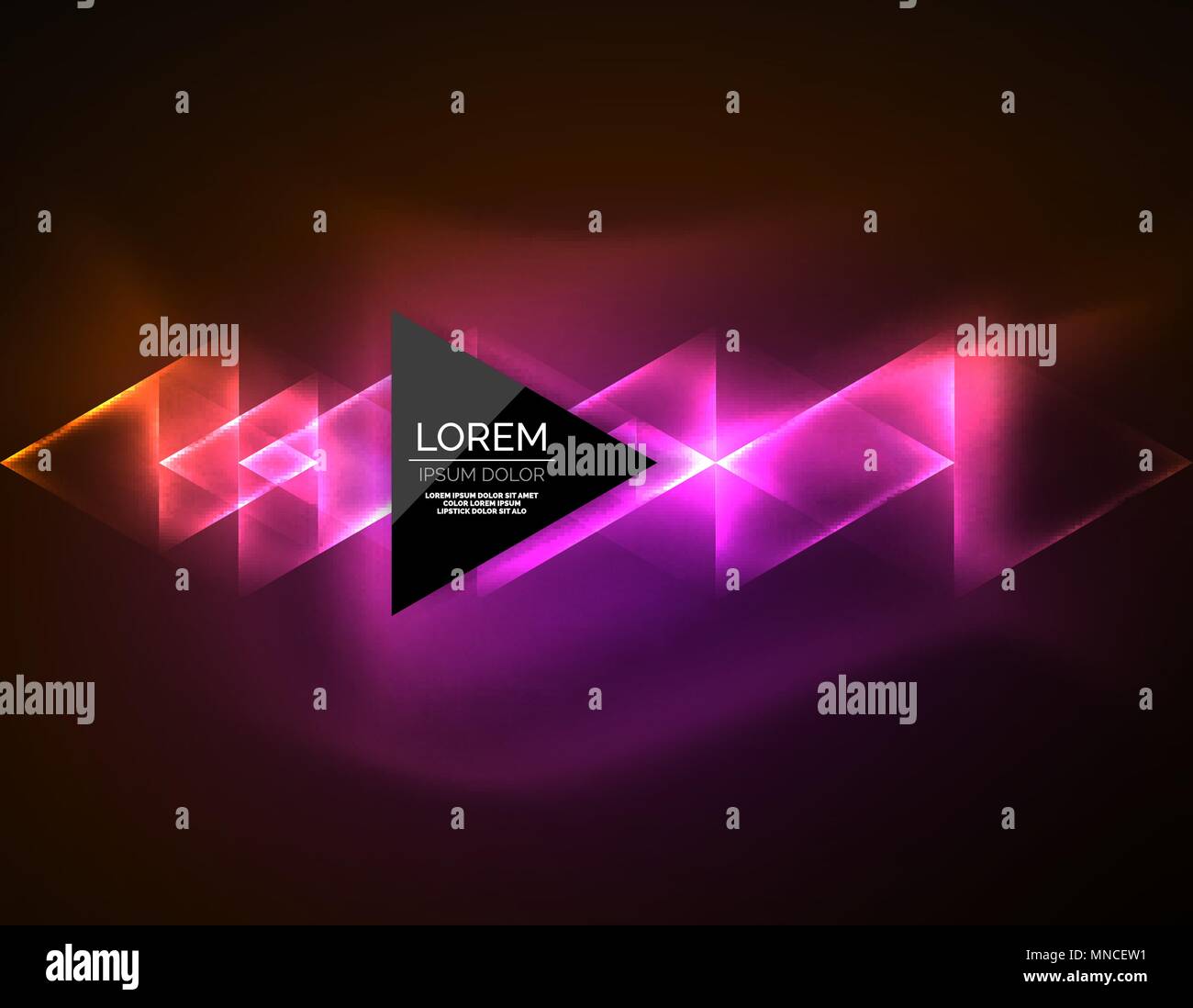 Color neon glowing triangles, abstract background. Color neon glowing ...