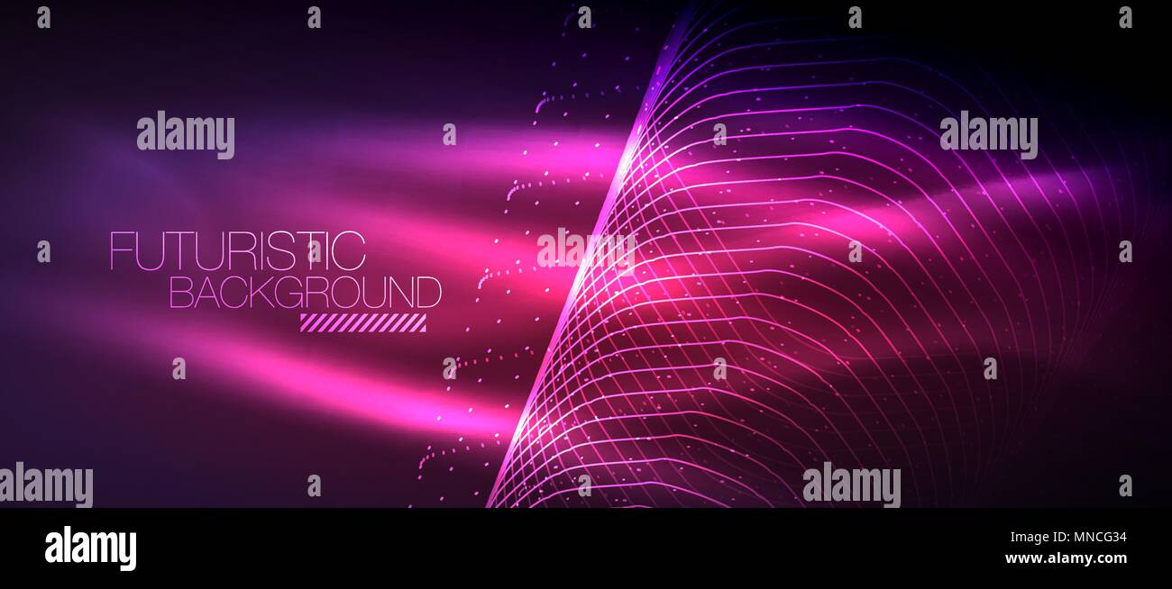 Hi-tech futuristic techno background, neon shapes and dots. Hi-tech ...