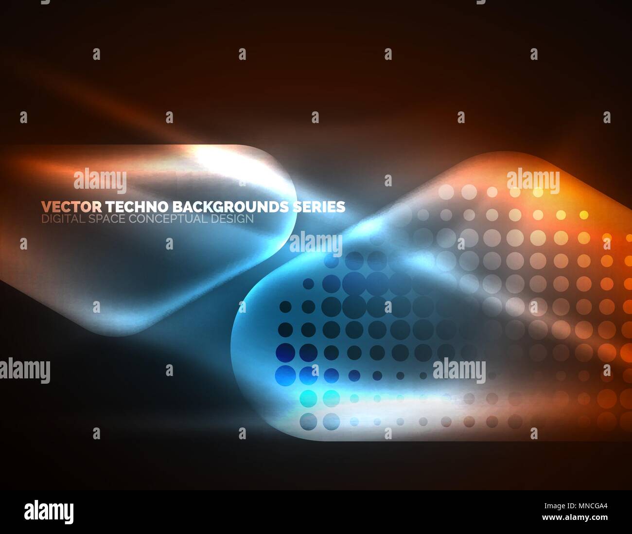 Illuminated lens flares, glowing color techno background. Illuminated ...