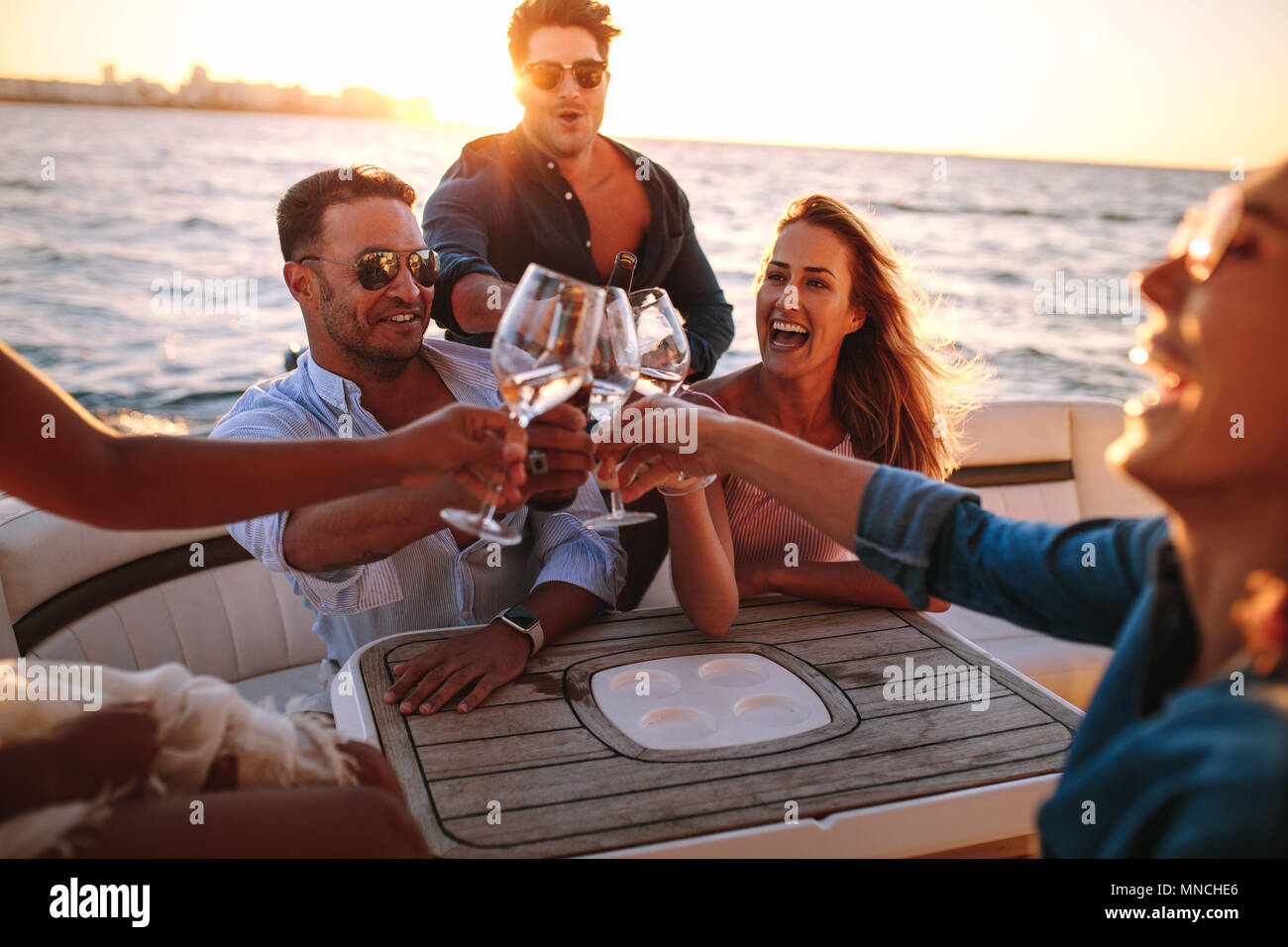 Young people party boat hi-res stock photography and images - Alamy