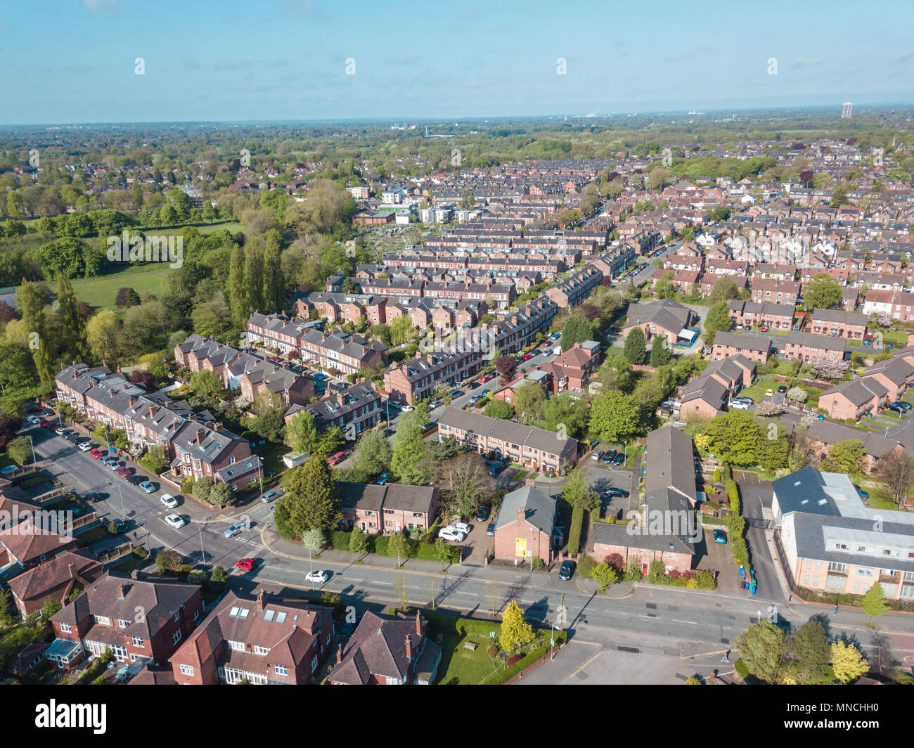 Aerial Houses Residential British England Drone Above View Summer Blue ...