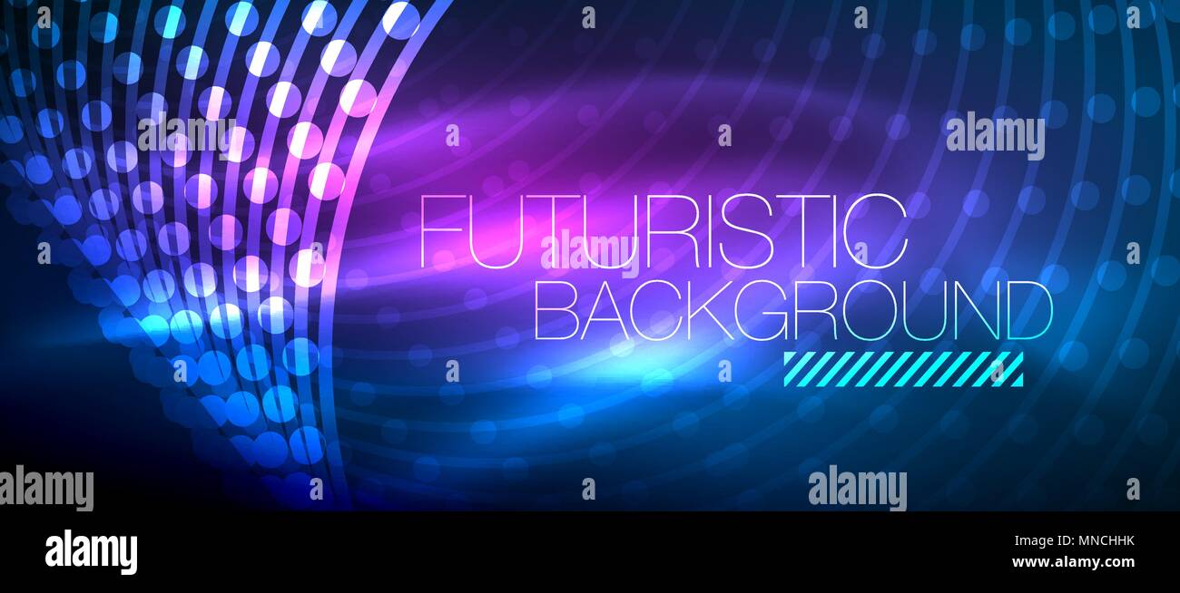 Hi-tech futuristic techno background, neon shapes and dots. Hi-tech ...
