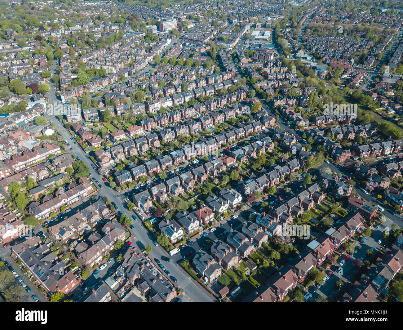 Aerial Houses Residential British England Drone Above View Summer Blue ...