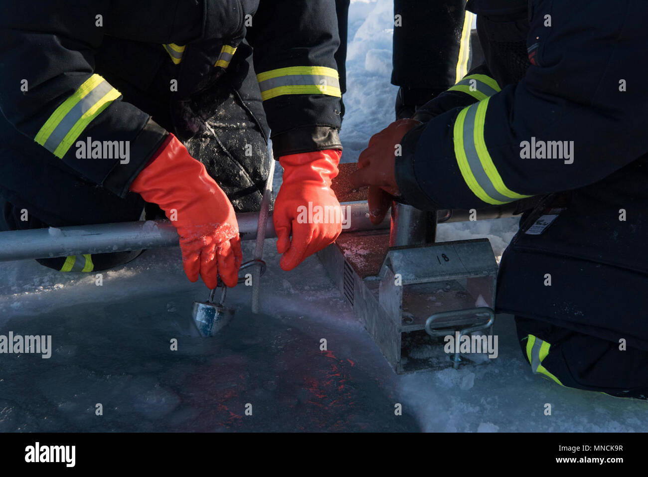 Ice Camp Skate (March 18, 2018) – Members of Ice Camp Skate prepare to ...