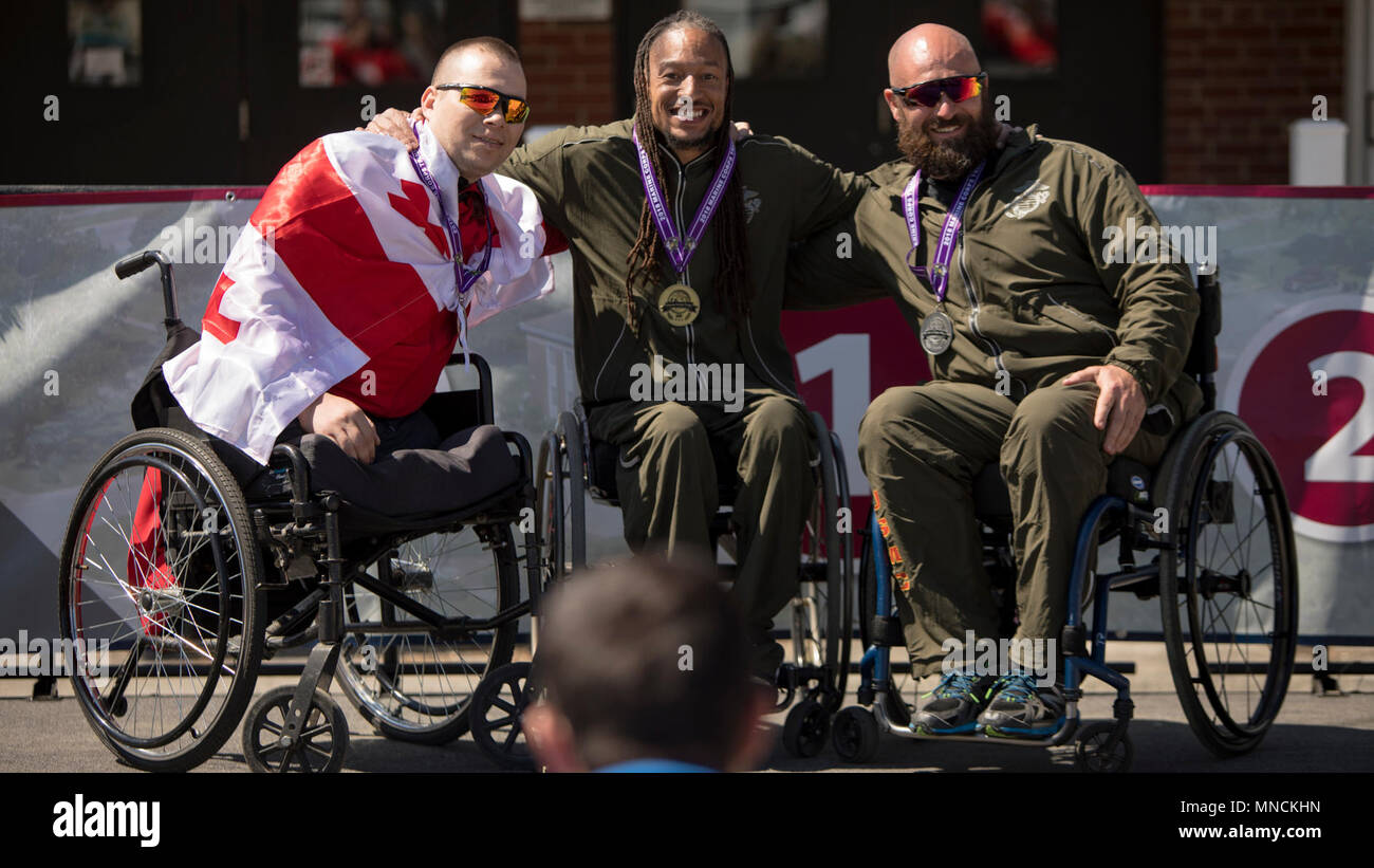 From left to right, Georgian athlete Cpl. Alika Gitolendia, U.S. Marine ...