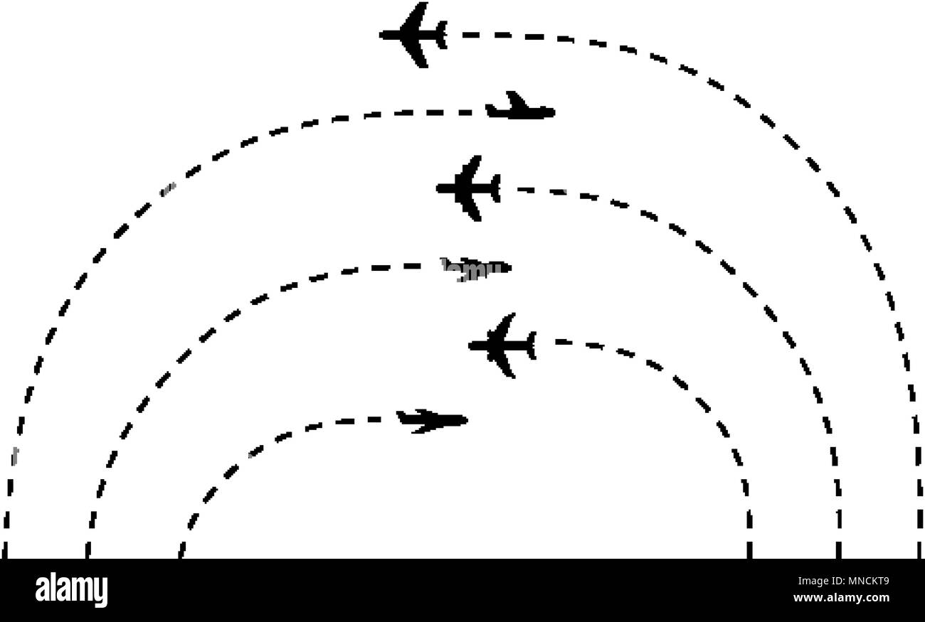 Set of plane icons and their arc tracks Stock Vector Image & Art - Alamy