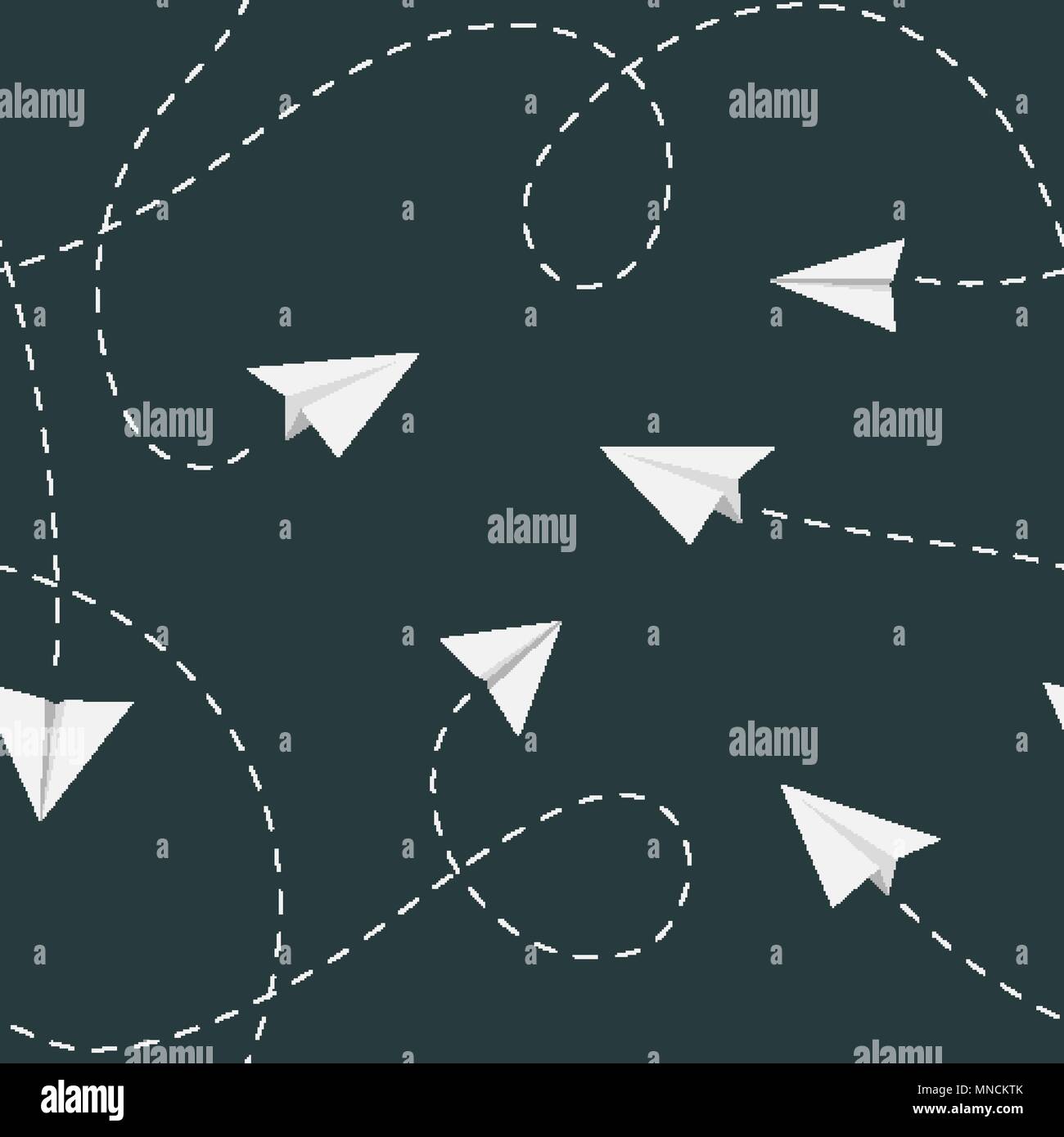 Paper plane seamless pattern. Wing dotted line track tileable ...