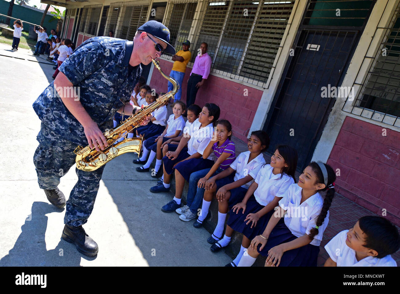 PUERTO CORTES, Honduras (March 18, 2018) Musician 3rd Class Kent Grover ...