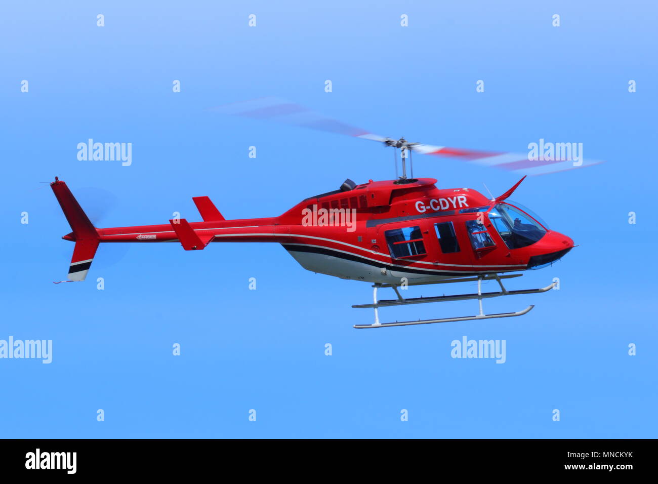 A Bell Ranger helicopter registration G-CDYR flying around Leeds ...
