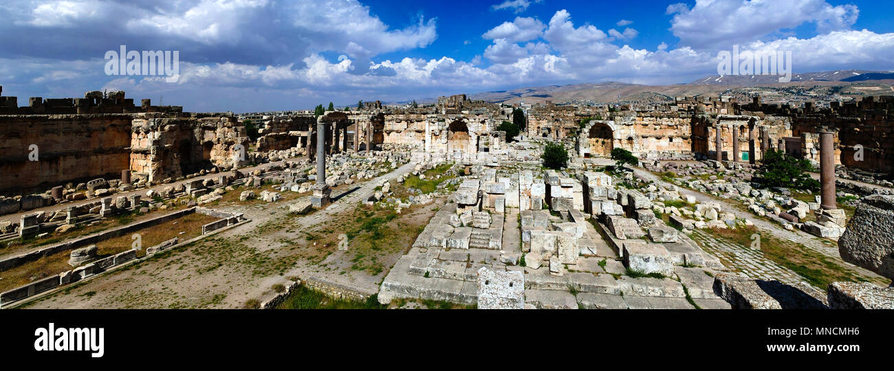 aerial panorama of Ruins of Jupiter temple and great court of ...