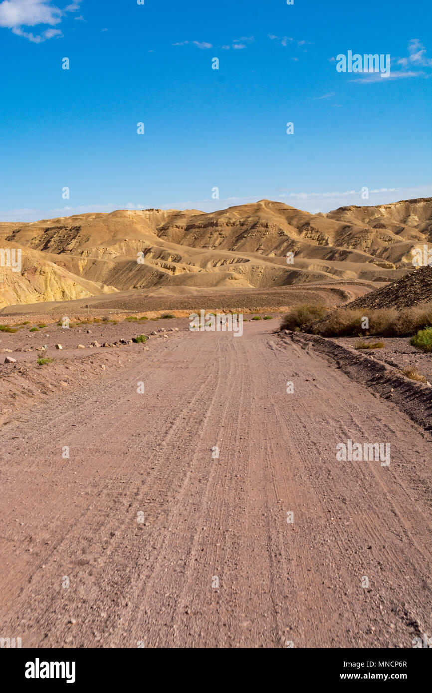 Dirt road in desert Negev, Israel, transport infrastructure in desert ...