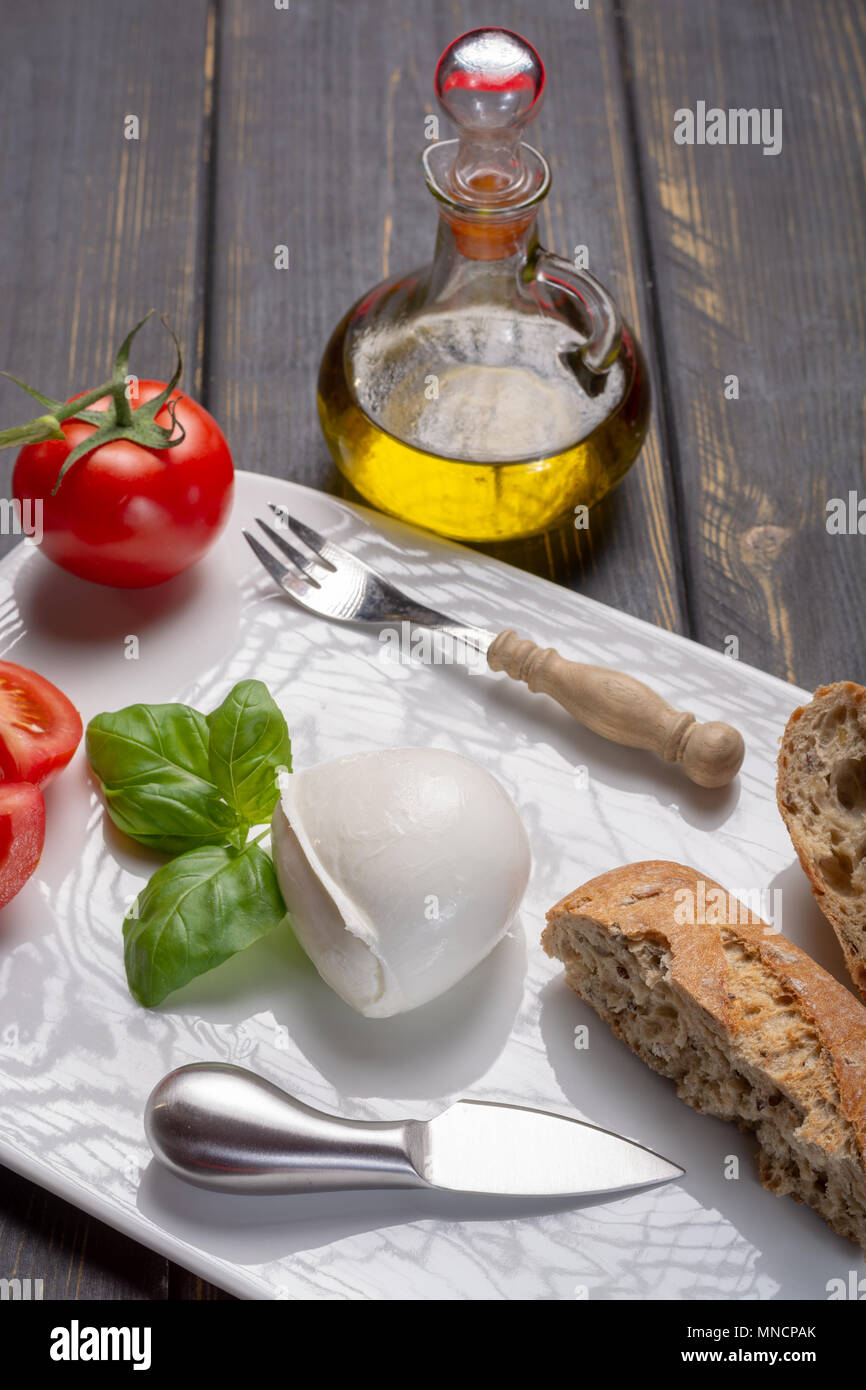 Traditional italian food - white ball mozzarella buffalo Italian soft ...