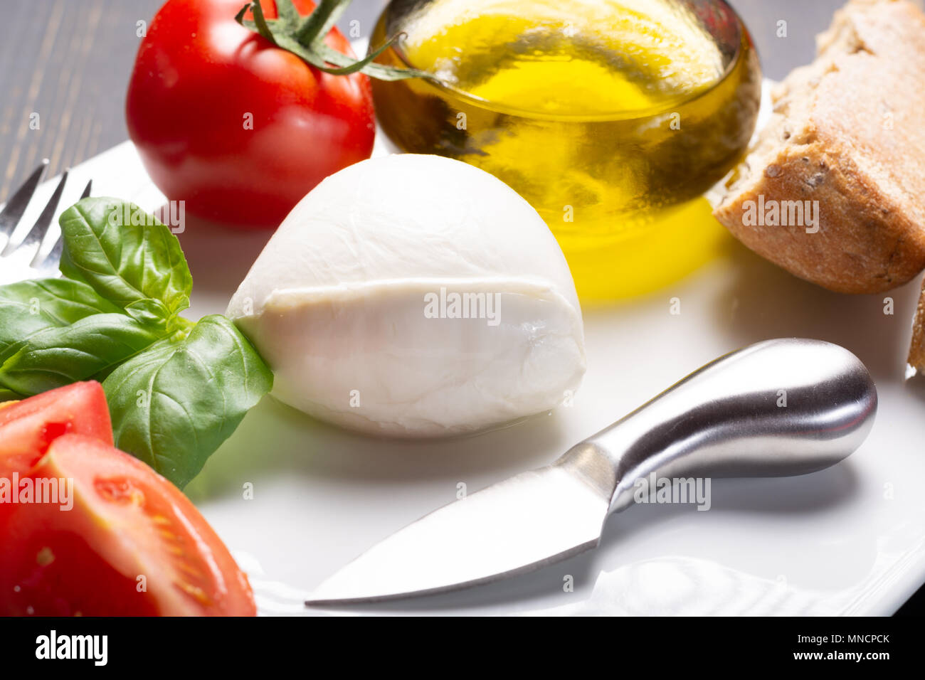 Traditional italian food - white ball mozzarella buffalo Italian soft ...
