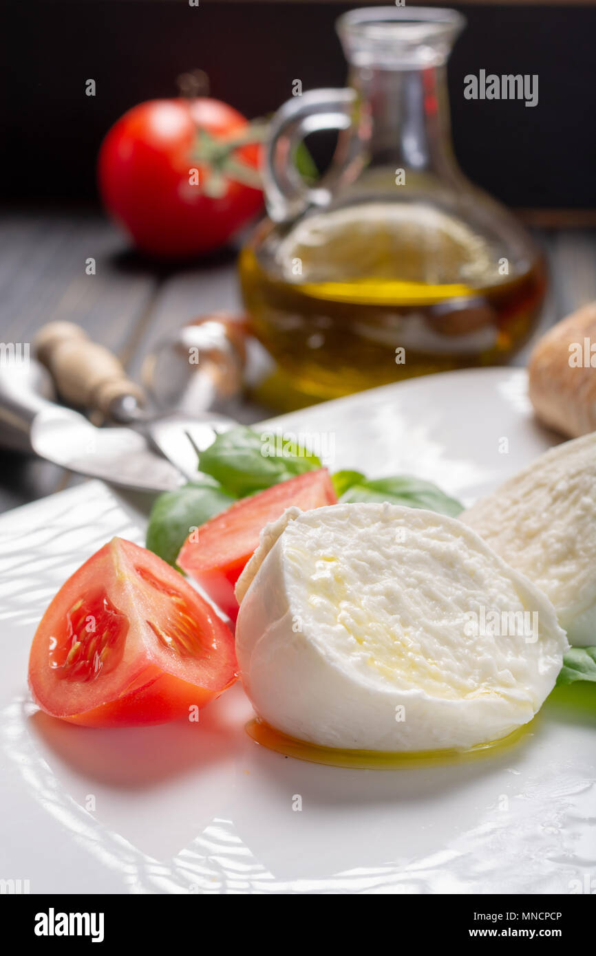 Traditional italian food - white ball mozzarella buffalo Italian soft ...