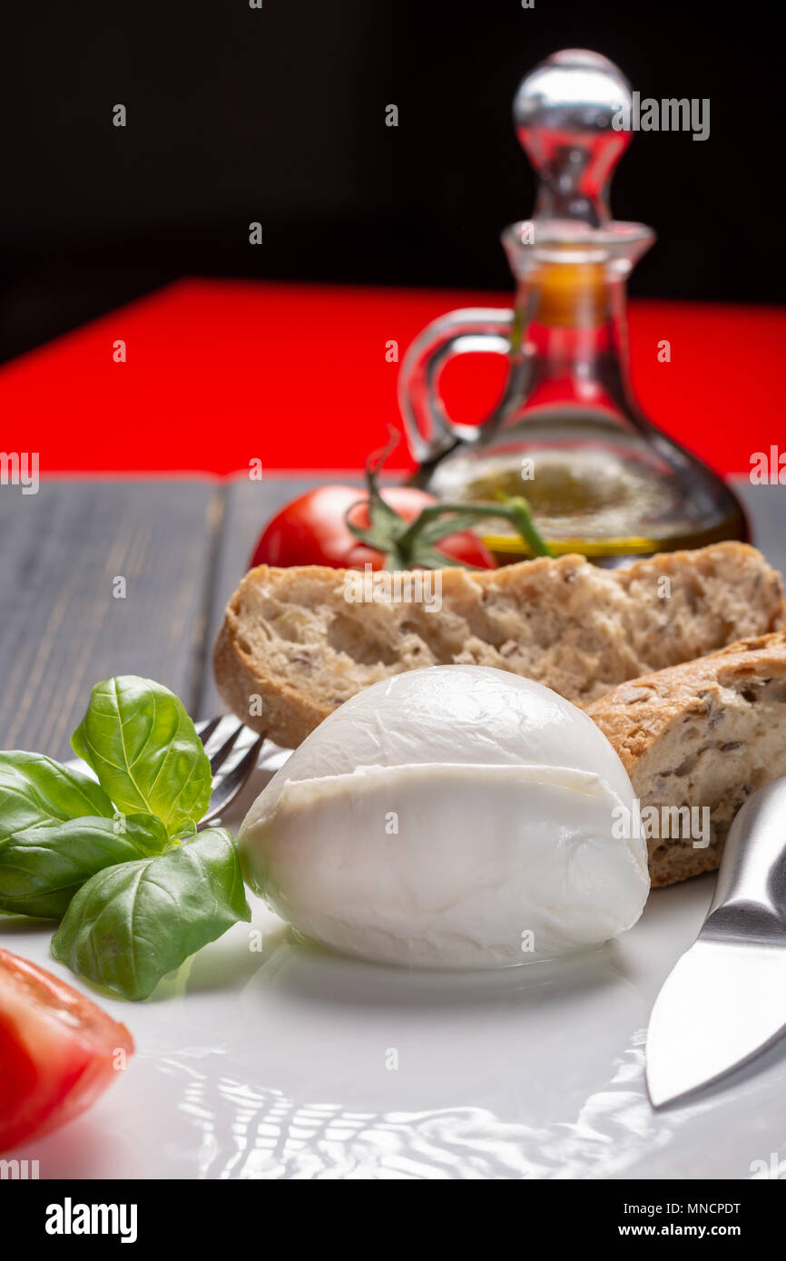 Traditional italian food - white ball mozzarella buffalo Italian soft ...