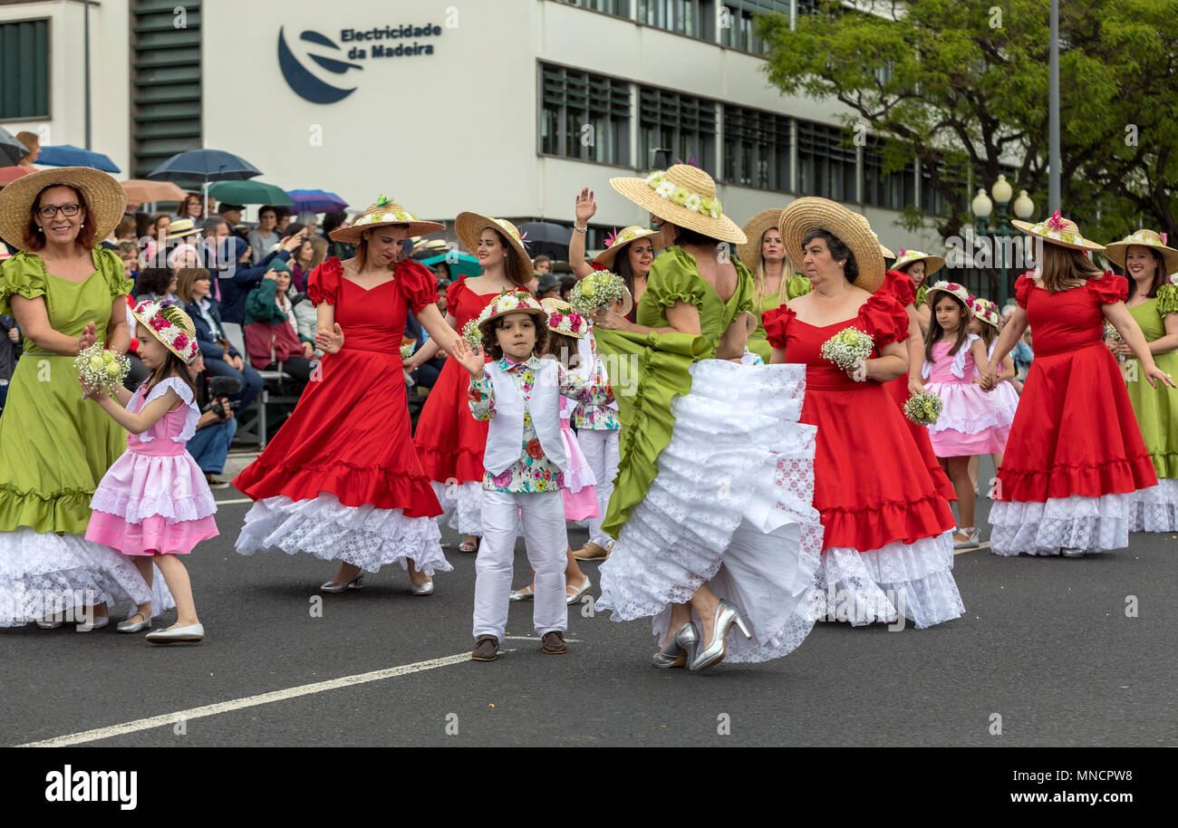 Funchal; Madeira; Portugal - April 22; 2018: A group of people in ...