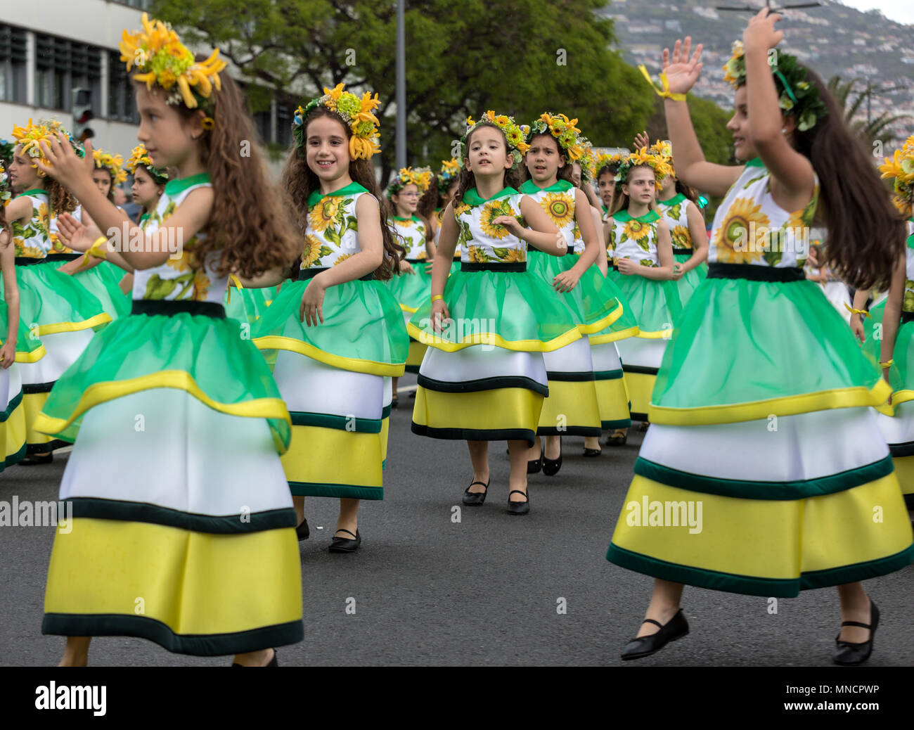 Funchal; Madeira; Portugal - April 22; 2018: A group of girls in ...